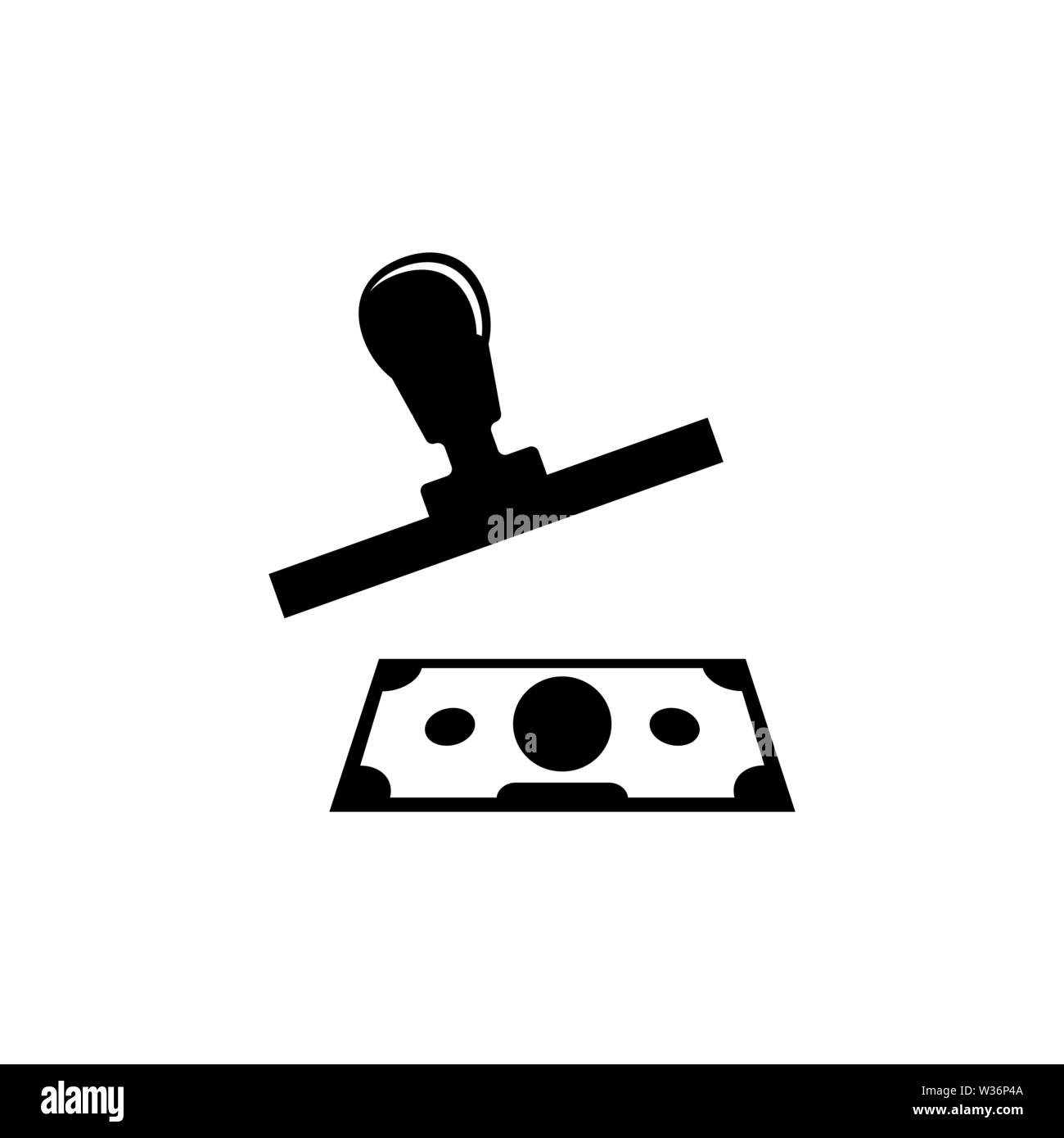 Creation Counterfeit Money. Flat Vector Icon. Simple black symbol on ...