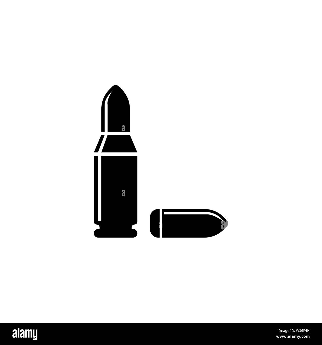 Ammunition Bullet. Flat Vector Icon. Simple black symbol on white background Stock Vector Image ...