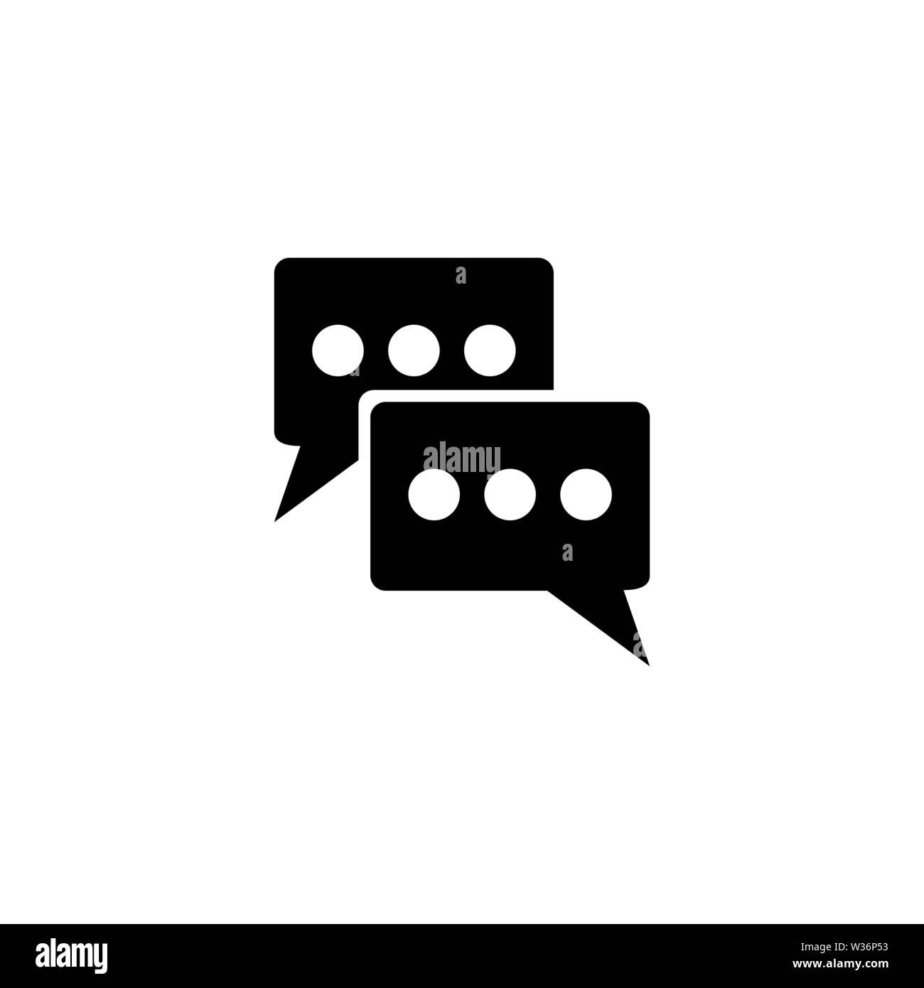 SMS Message. Flat Vector Icon. Simple black symbol on white background ...
