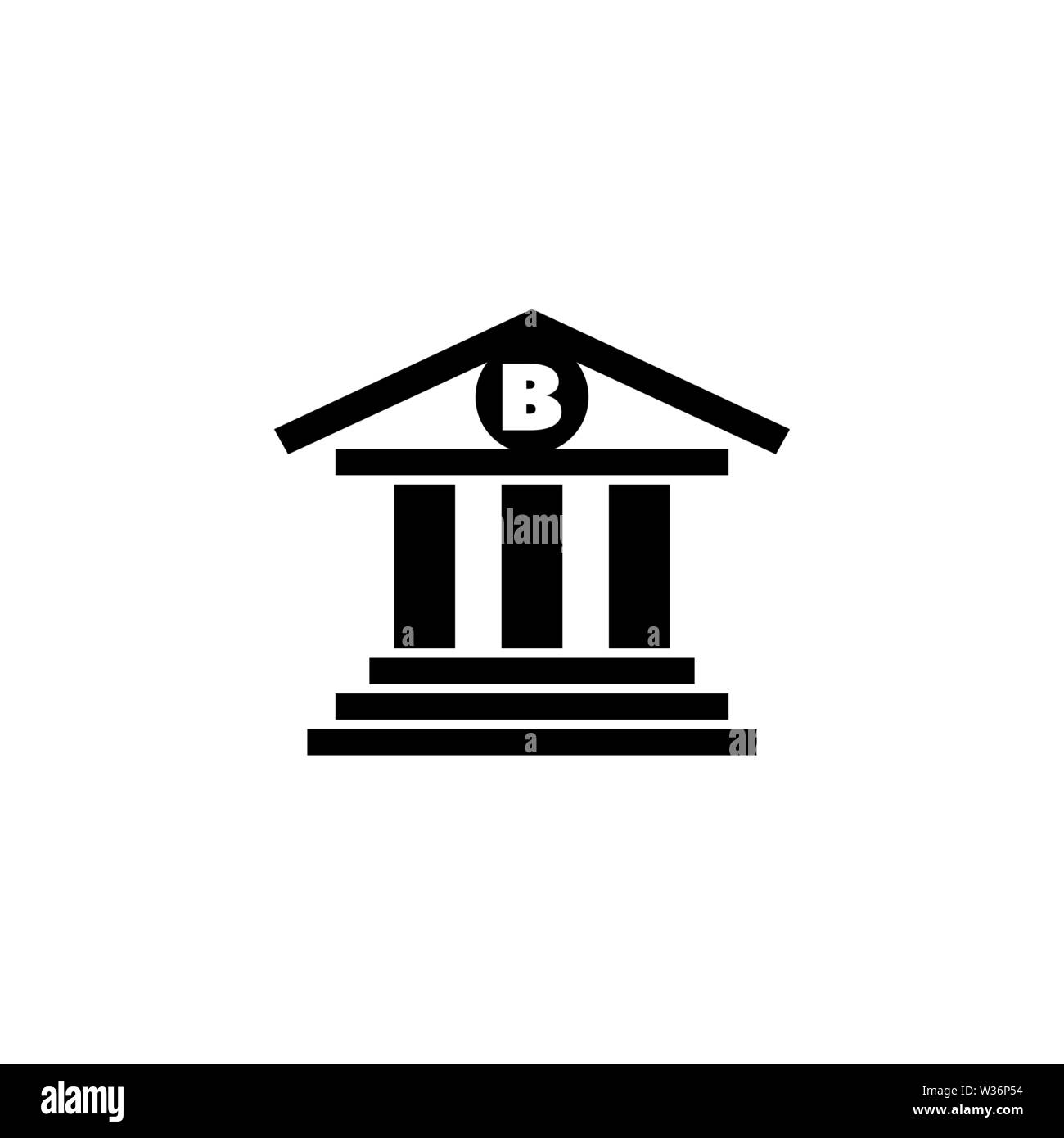 Bank Building. Flat Vector Icon. Simple black symbol on white ...
