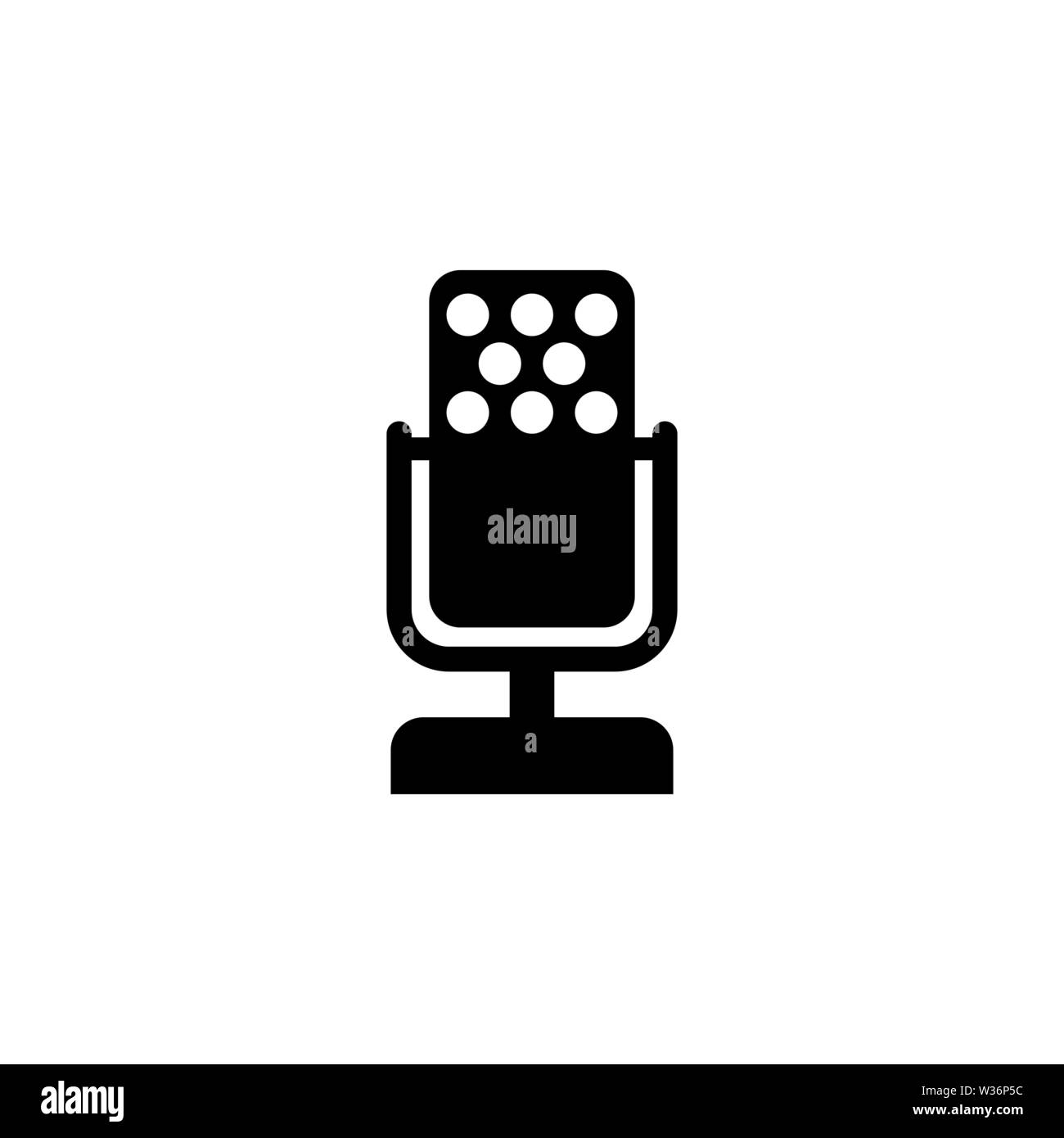 Music Microphone. Flat Vector Icon. Simple black symbol on white ...