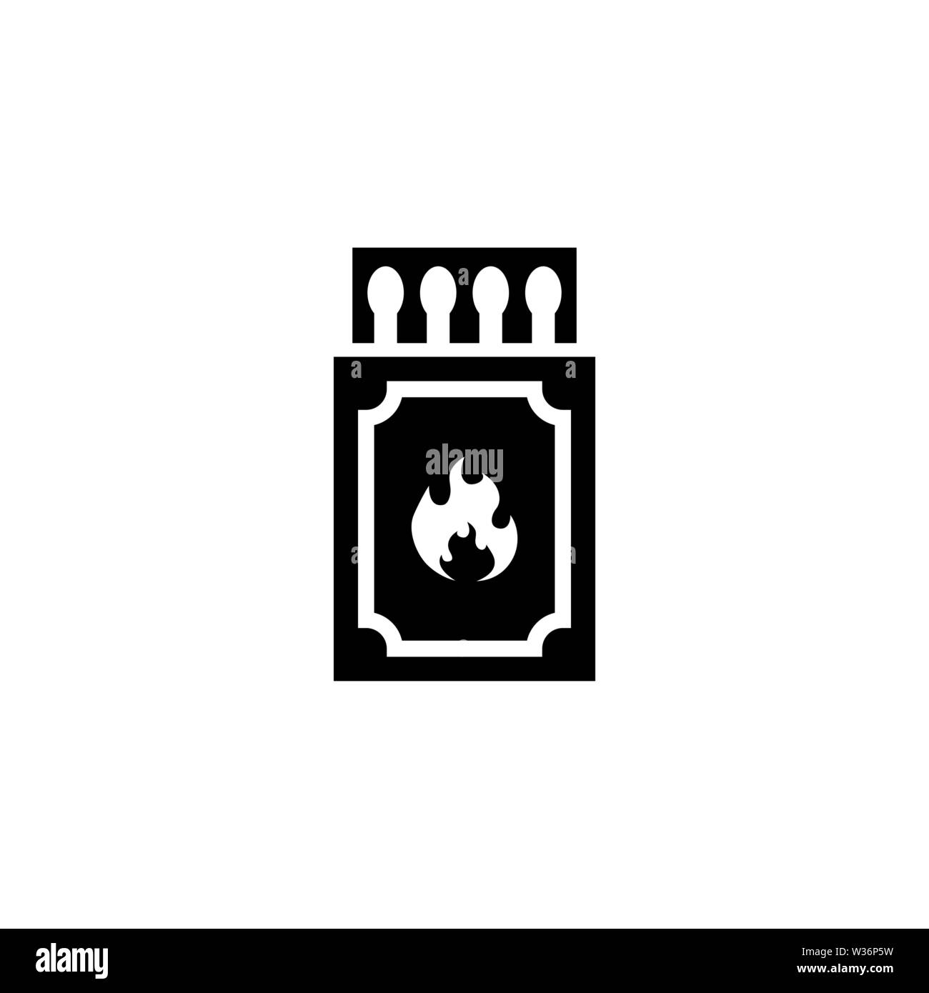 Matchbox and Matches. Flat Vector Icon. Simple black symbol on white ...