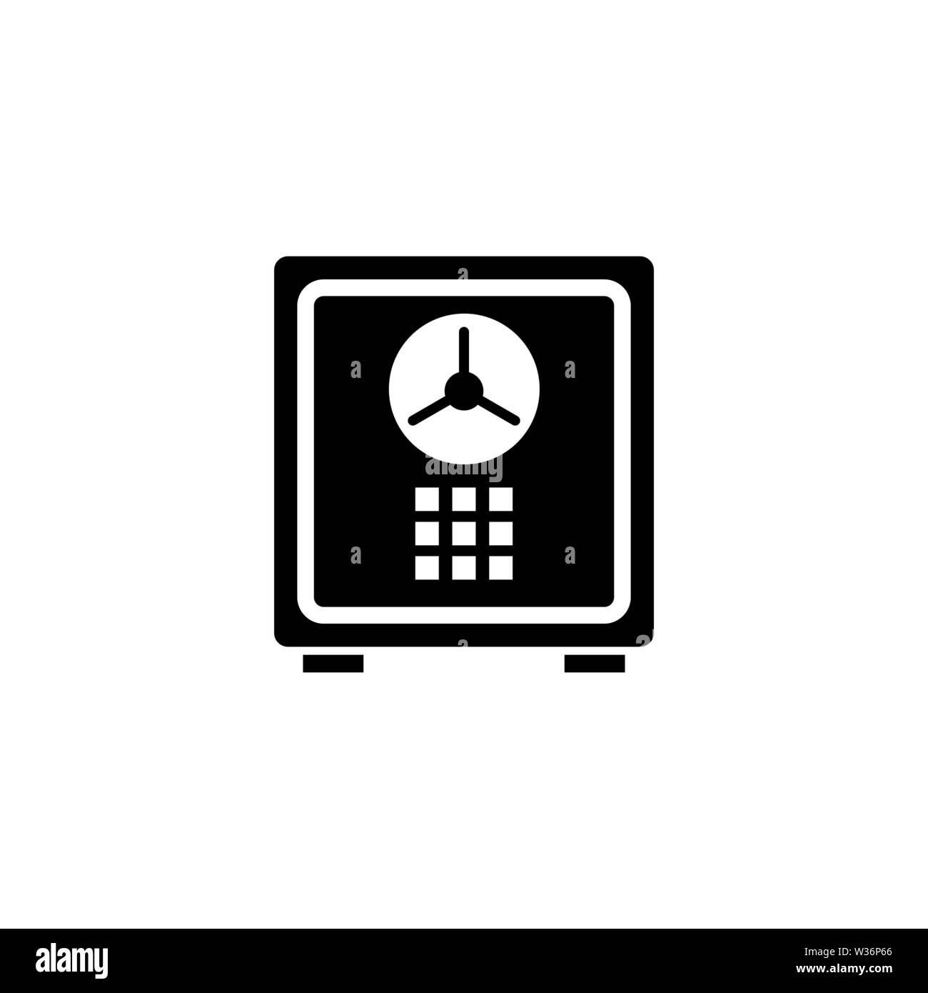 Safe Bank Deposit. Flat Vector Icon. Simple black symbol on white ...