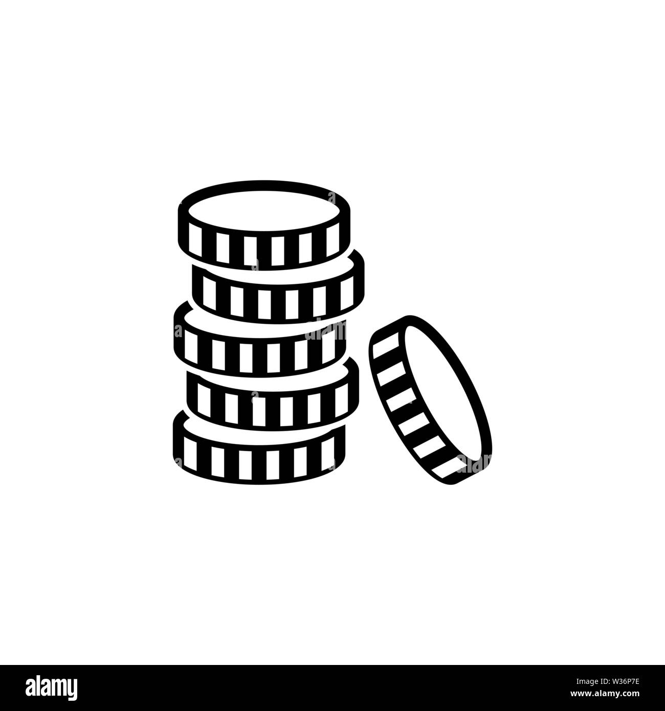 Coins Stack. Flat Vector Icon. Simple black symbol on white background ...