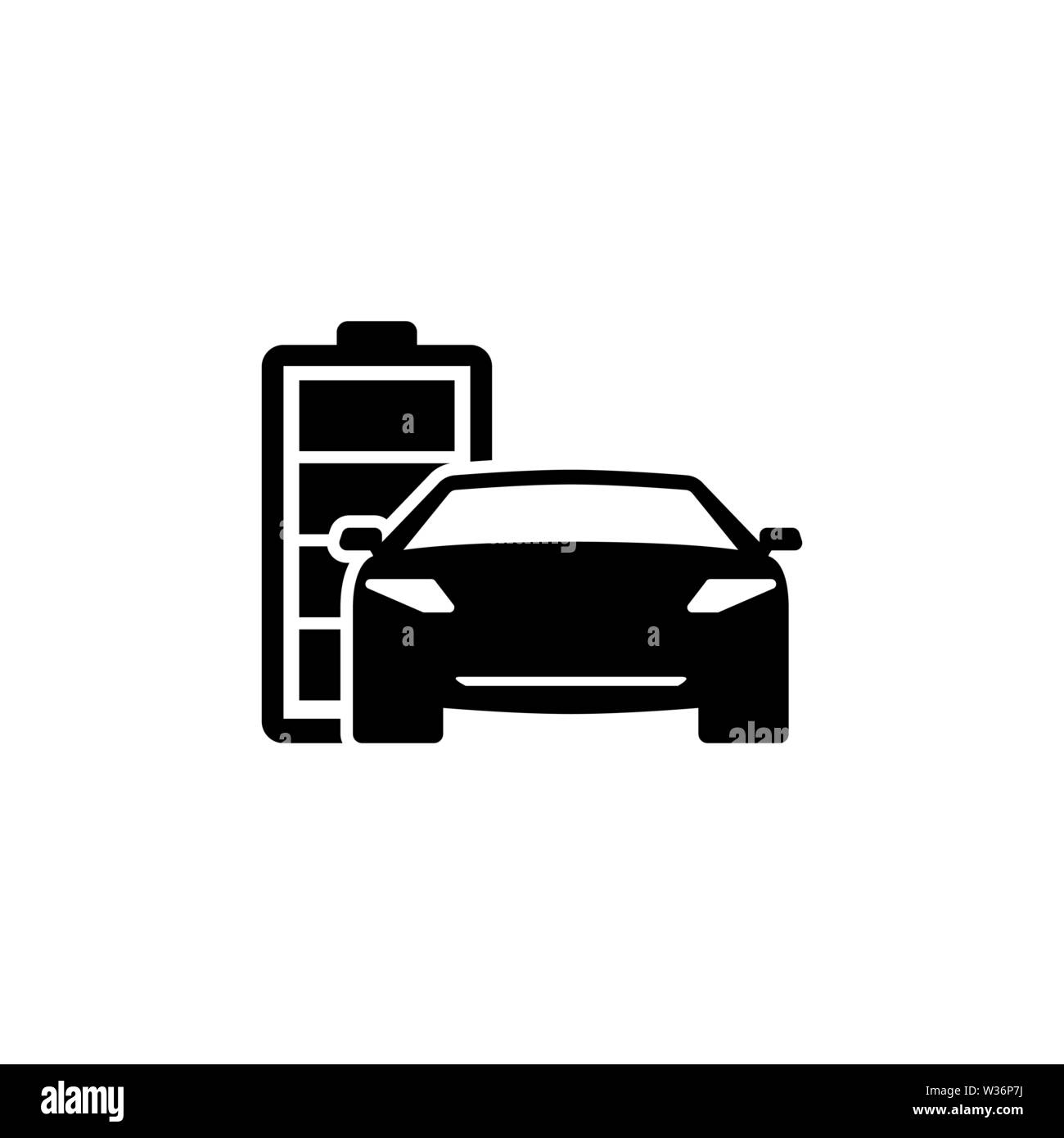 Hybrid Car. Flat Vector Icon. Simple black symbol on white background ...