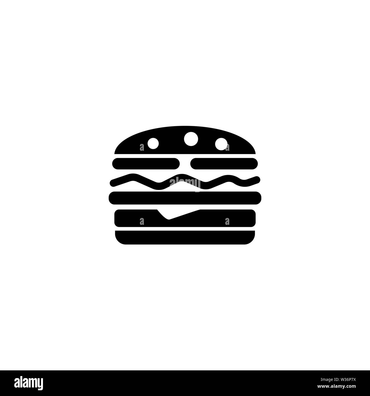 Burger. Flat Vector Icon. Simple black symbol on white background Stock ...
