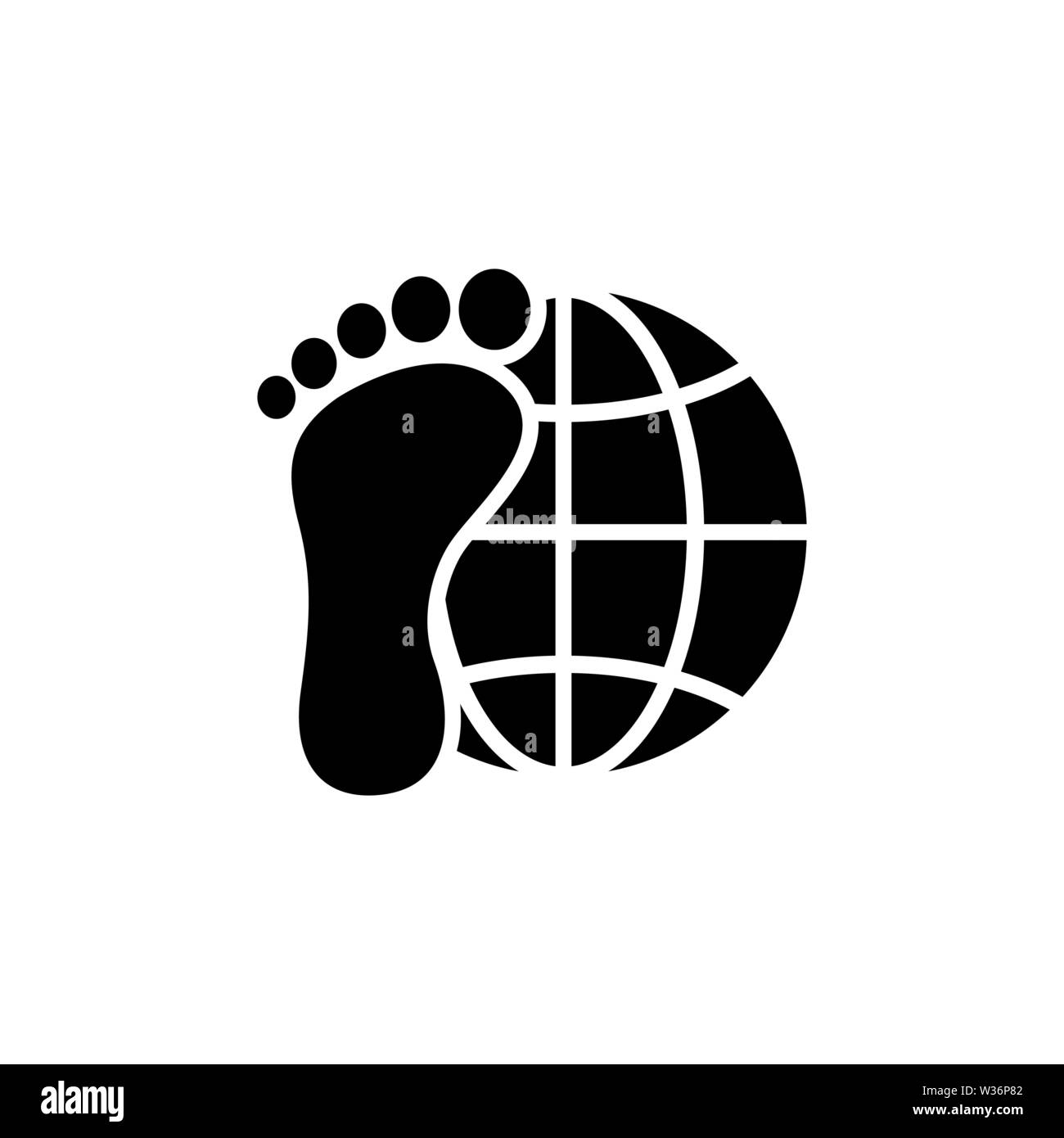 Explorer Around the World. Earth and Foot. Flat Vector Icon. Simple ...