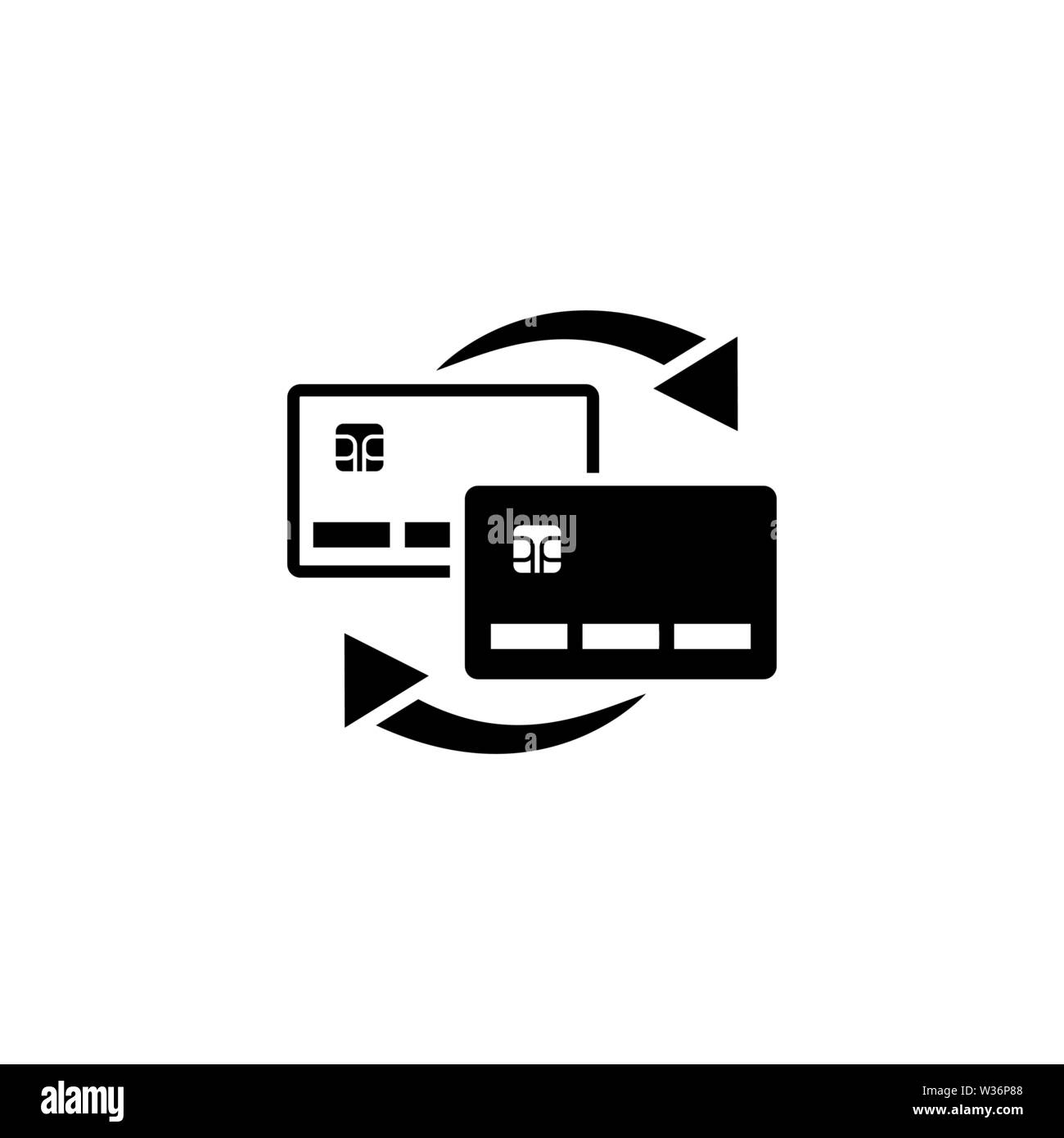 Money Transfer Between Plastic Cards. Flat Vector Icon. Simple black ...