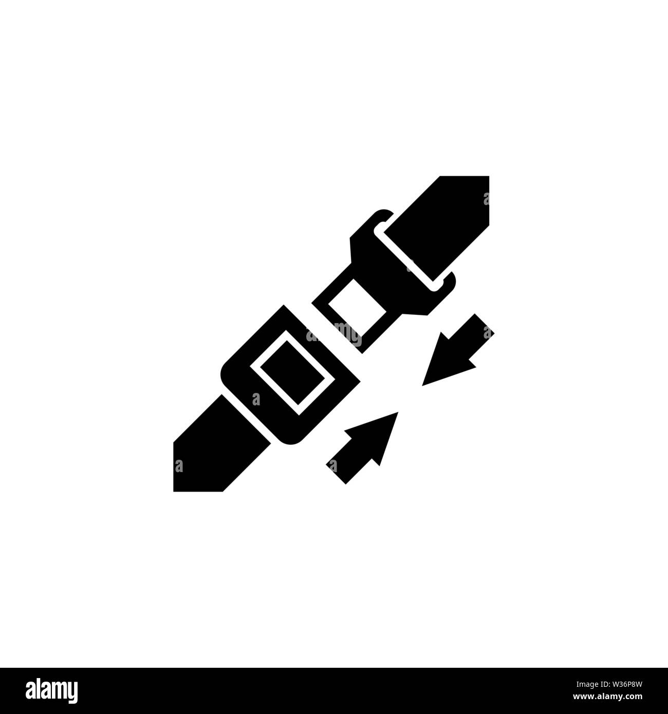 Safety Belt. Seatbelt. Flat Vector Icon. Simple black symbol on white ...