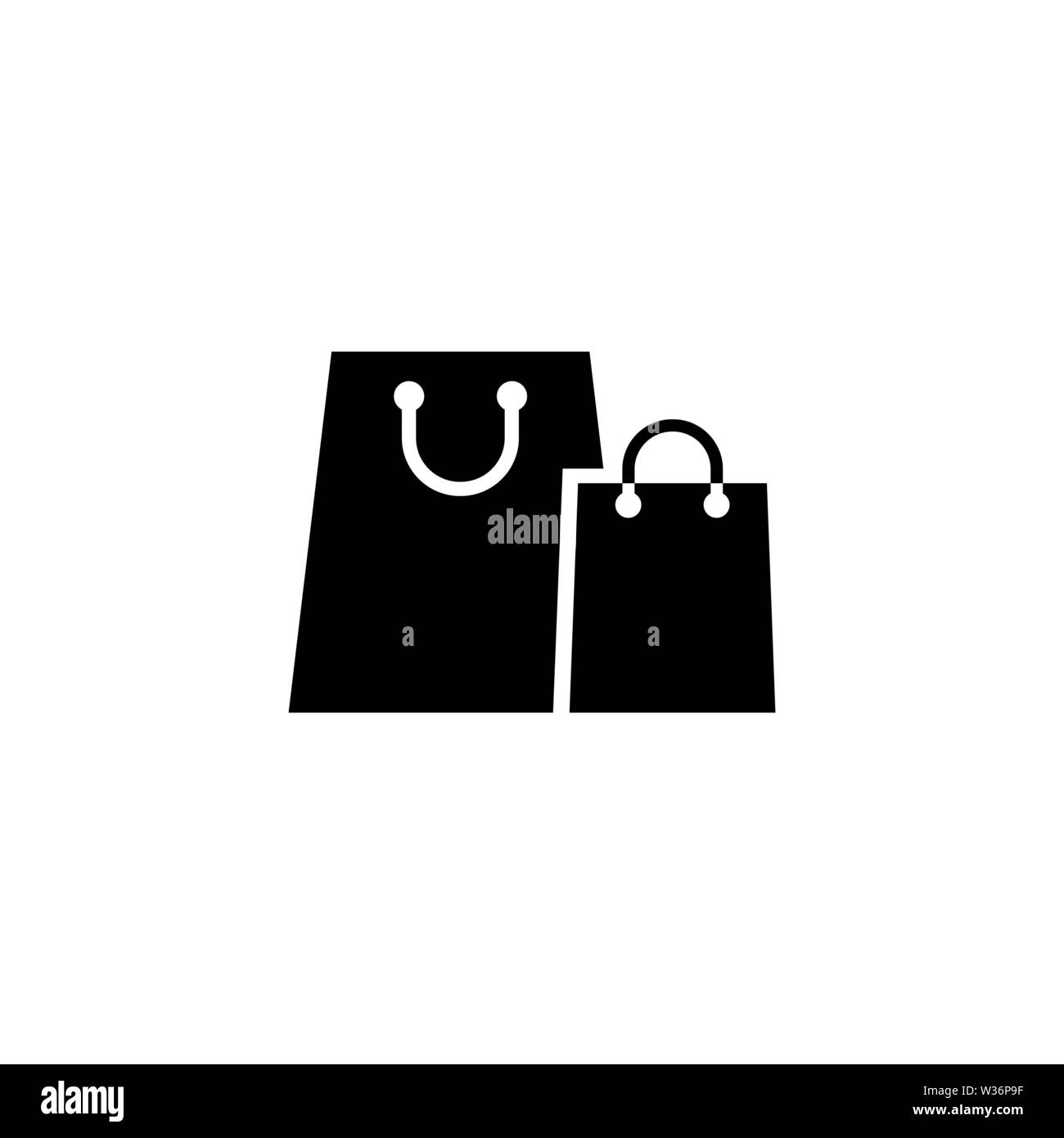 Paper Shopping Bags. Flat Vector Icon. Simple black symbol on white ...