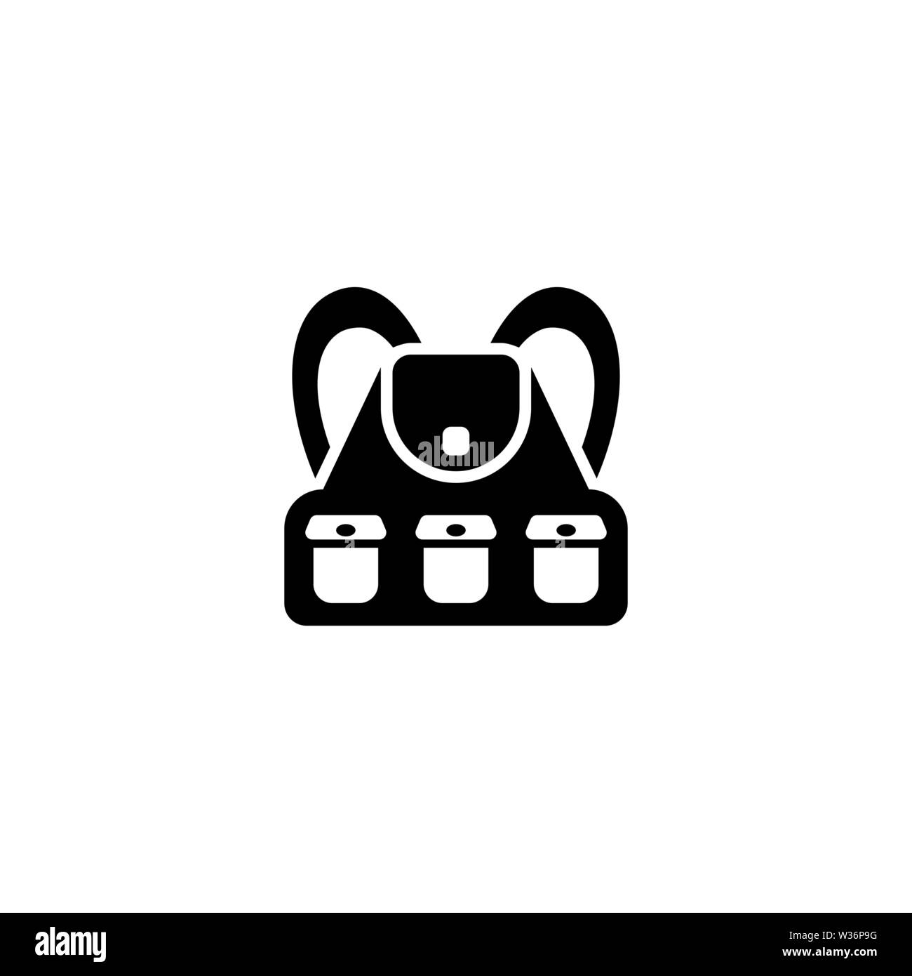 Tourist Hiking Backpack. Flat Vector Icon. Simple black symbol on white ...