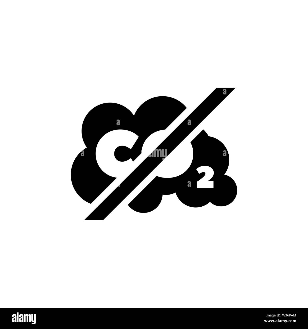 Prohibiting Emissions Carbon Dioxide CO2. Flat Vector Icon. Simple black symbol on white ...