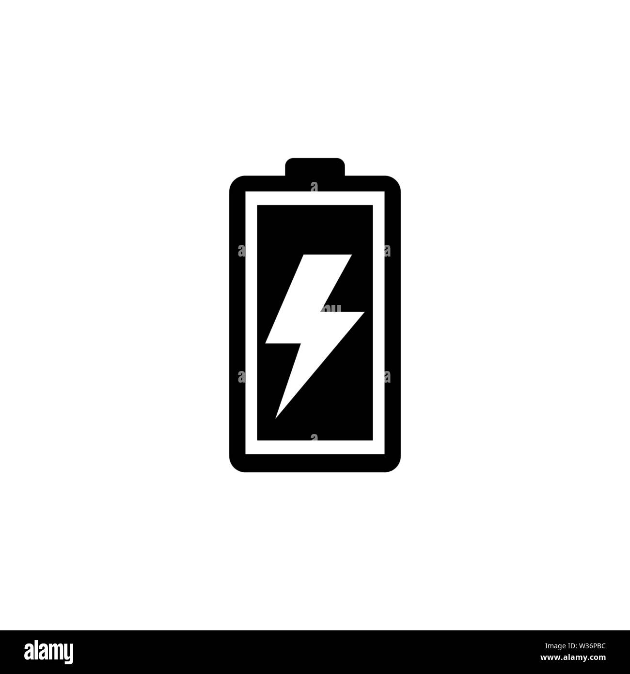 Battery Load. Flat Vector Icon. Simple black symbol on white background ...
