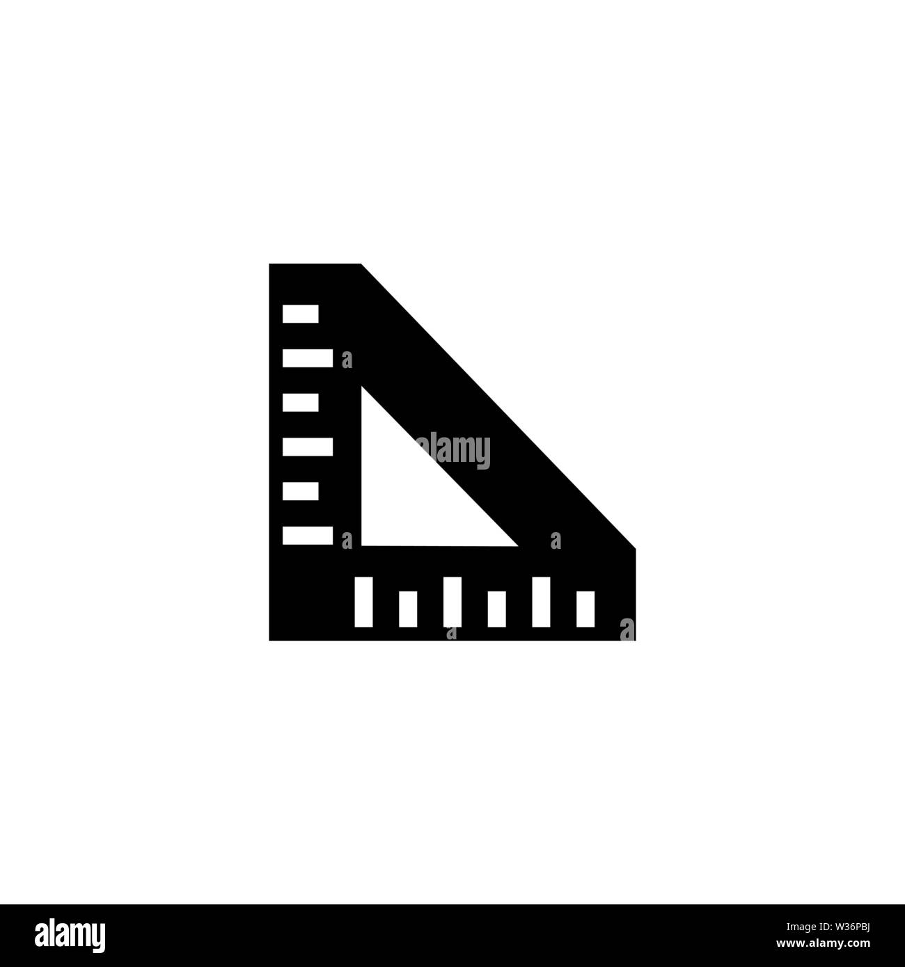 Triangle Ruler. Flat Vector Icon. Simple black symbol on white ...