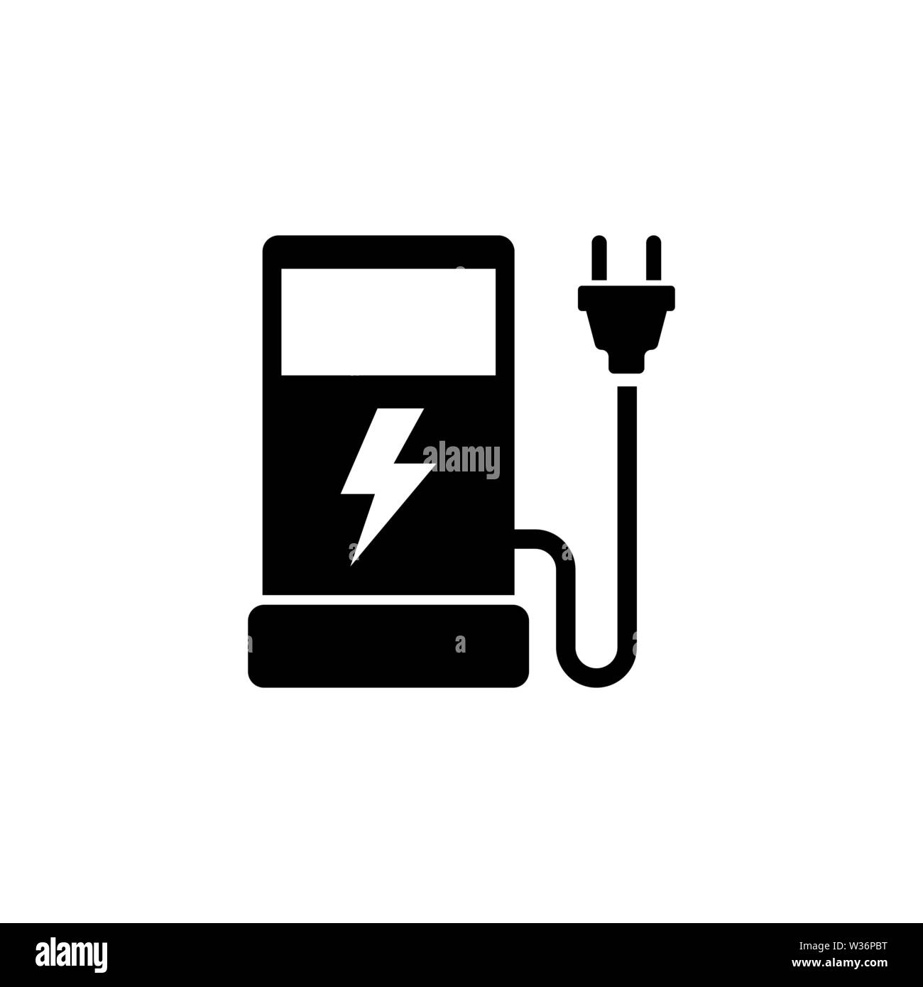 Eco Electric Fuel Pump. Flat Vector Icon. Simple black symbol on white ...