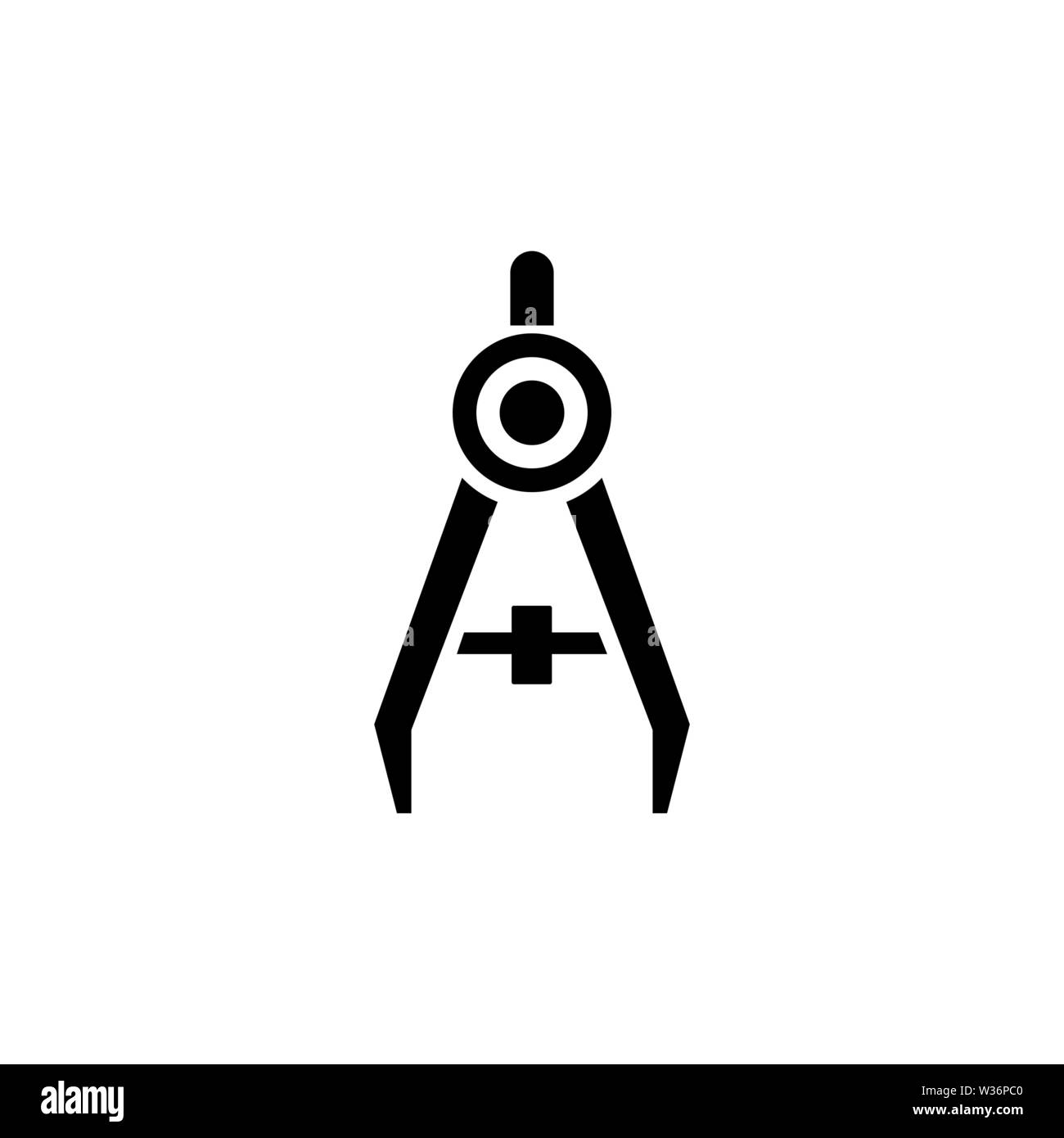 Pair Compasses for Navigation. Flat Vector Icon. Simple black symbol on ...