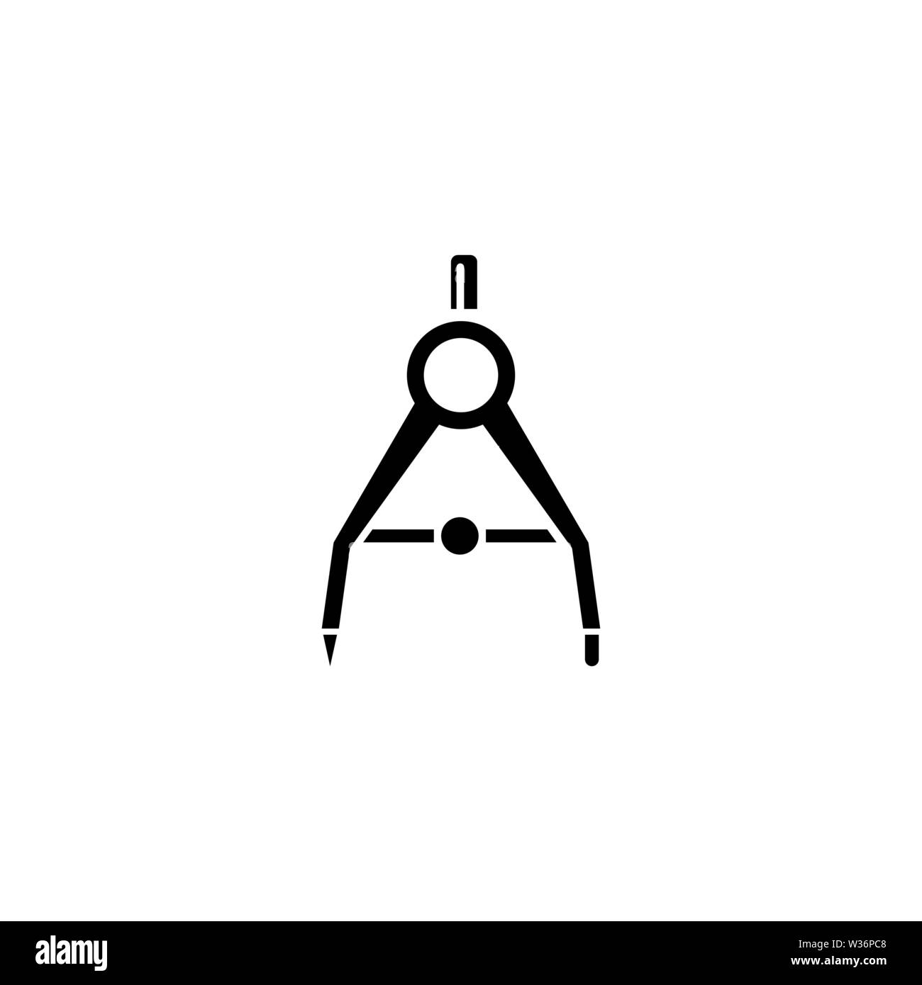 Engineering Drawing Tool. Compass. Flat Vector Icon. Simple black ...