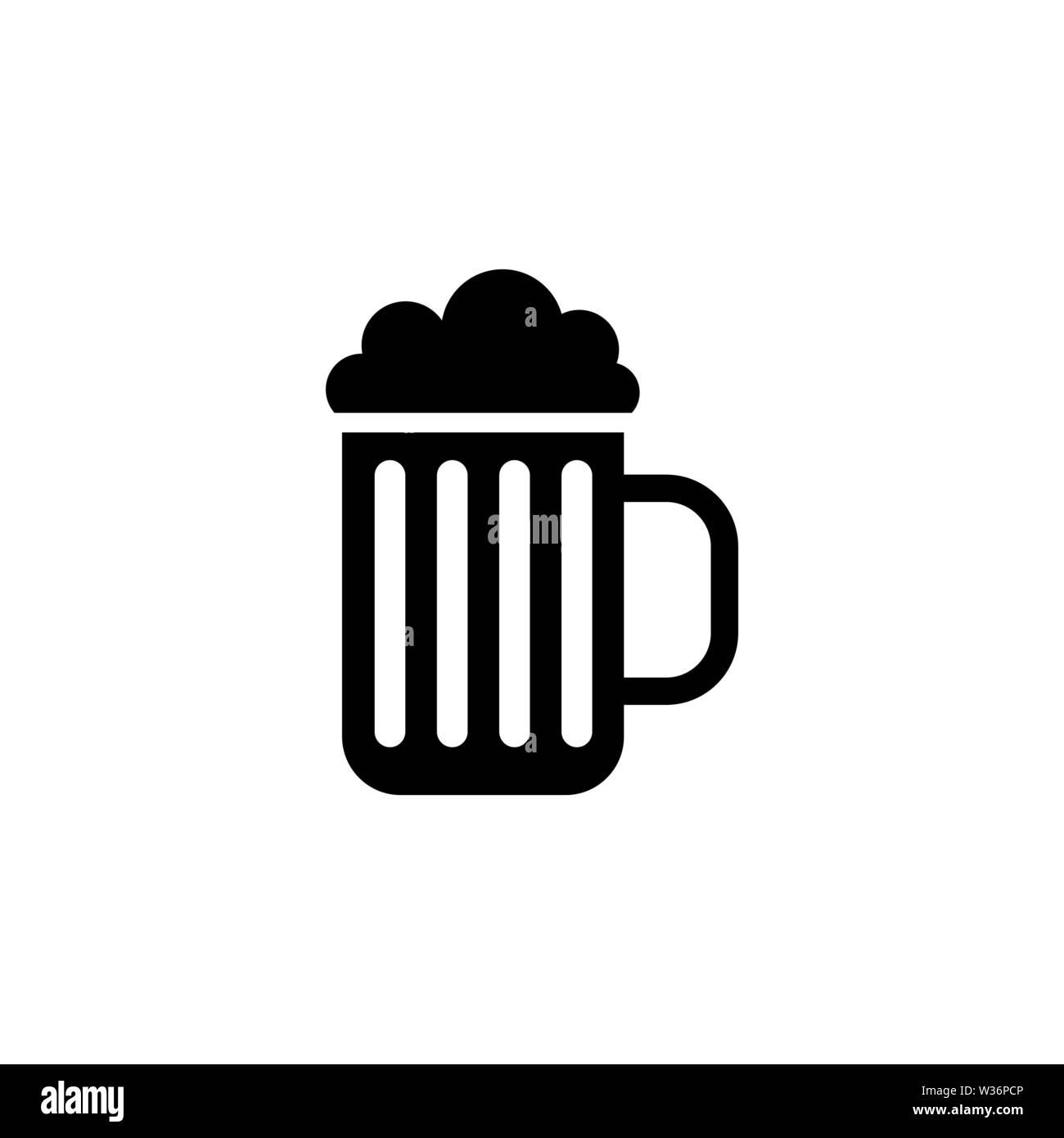 Beer Glass. Flat Vector Icon. Simple black symbol on white background ...