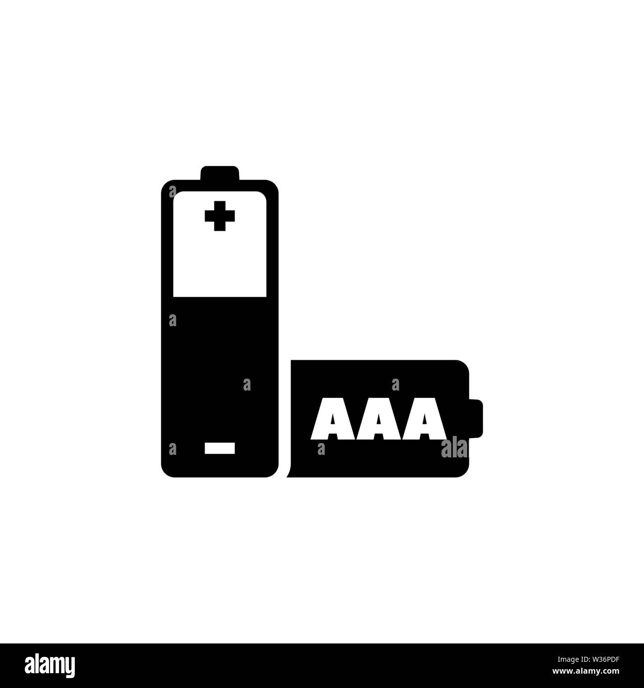 AAA Battery. Flat Vector Icon. Simple black symbol on white background ...