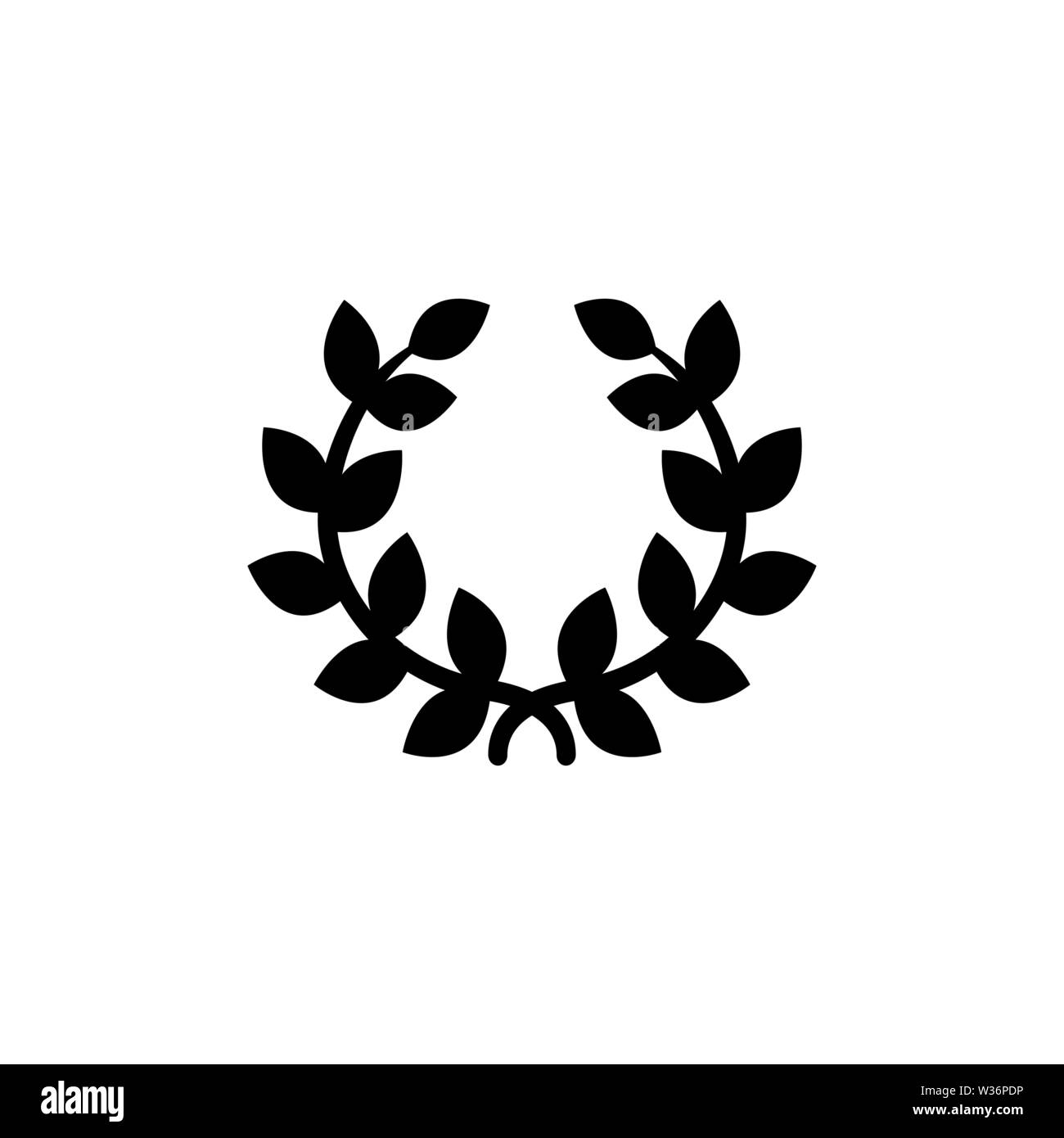 Laurel Wreath. Flat Vector Icon. Simple black symbol on white ...