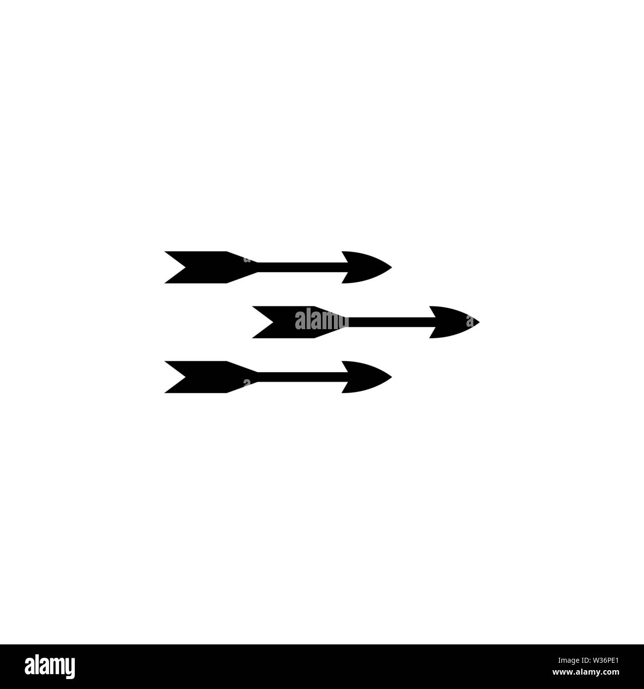 Flying Arrows. Flat Vector Icon. Simple black symbol on white ...