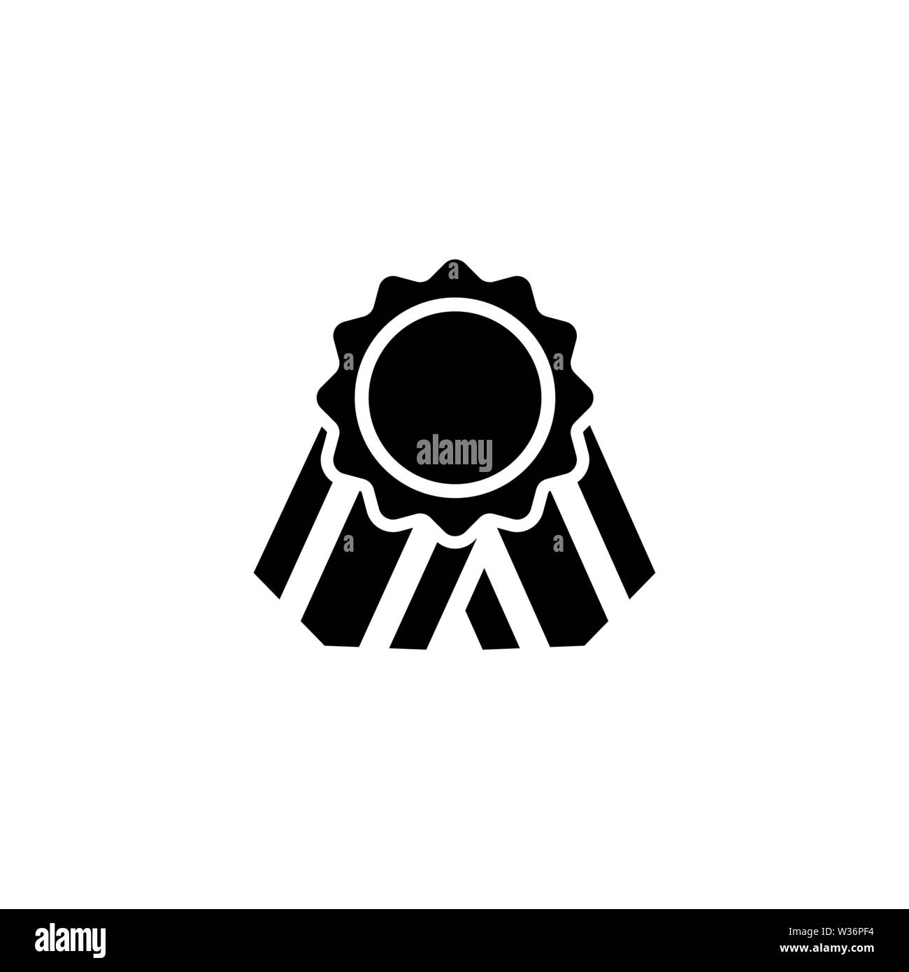 Guarantee Badge. Flat Vector Icon. Simple black symbol on white ...