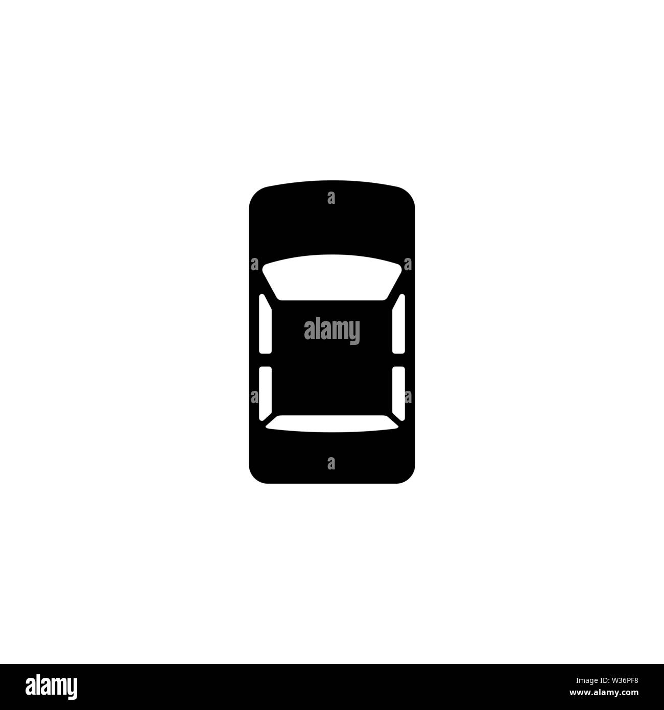 Car Top View. Flat Vector Icon. Simple black symbol on white background ...