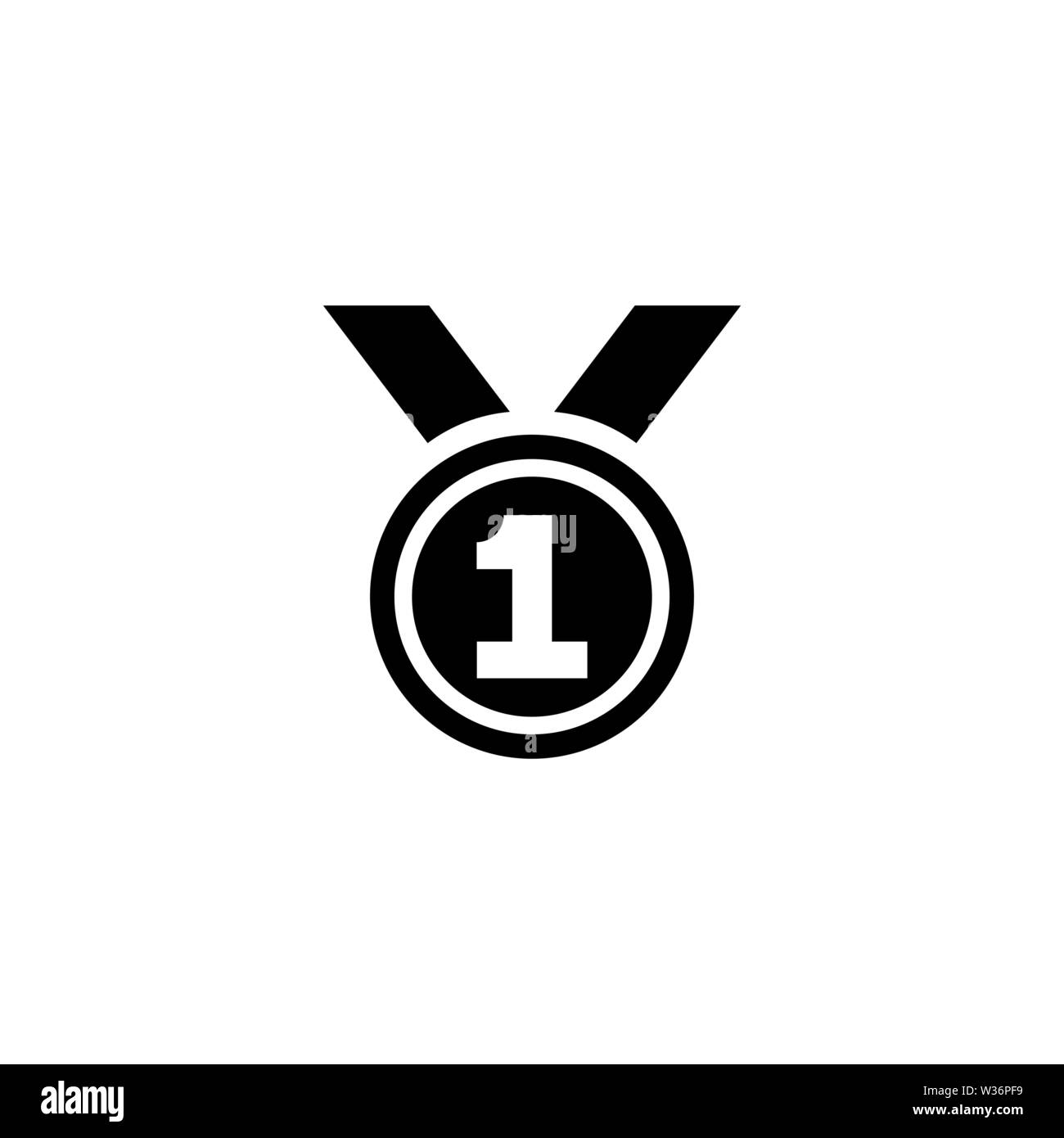 Award Medal. Flat Vector Icon. Simple black symbol on white background ...
