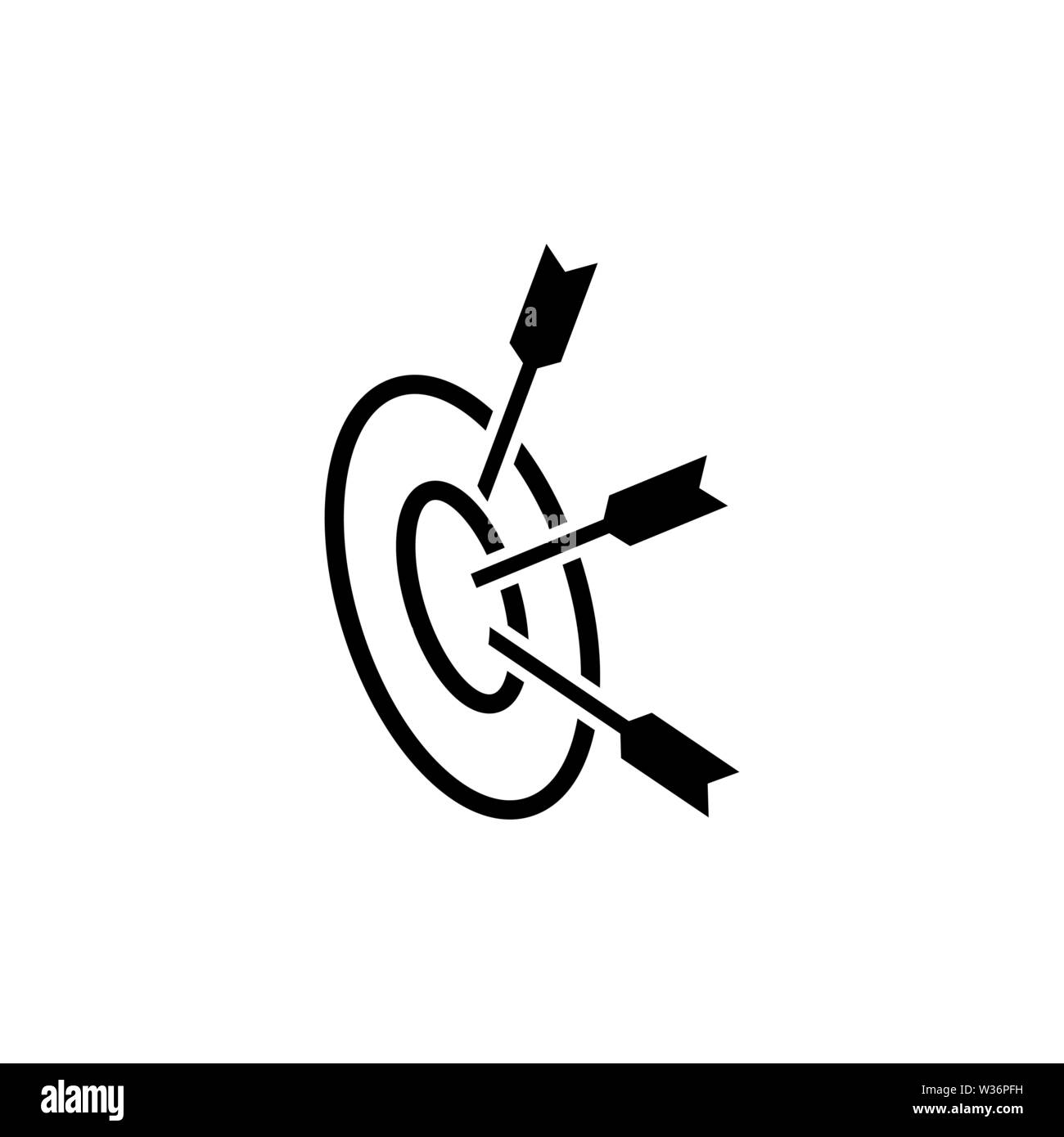 Target with Arrow. Flat Vector Icon. Simple black symbol on white ...