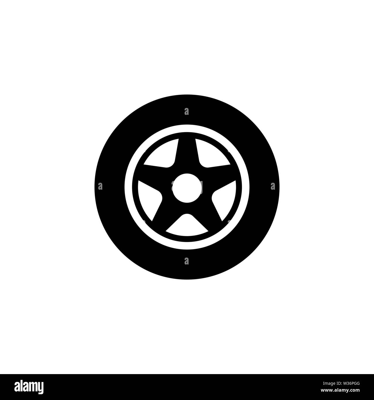 Car Wheel. Flat Vector Icon. Simple black symbol on white background ...