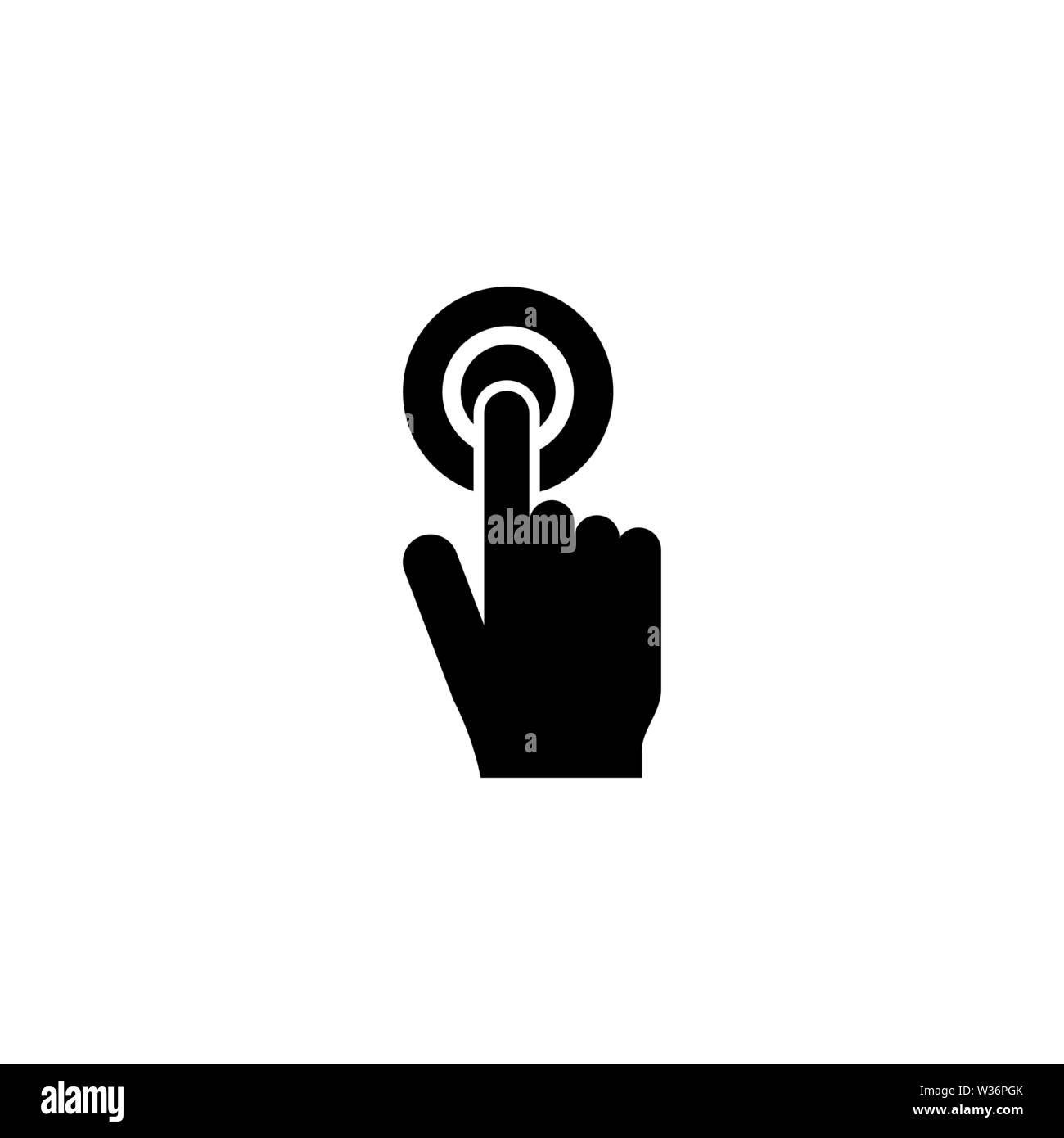 Touch Hand. Flat Vector Icon. Simple black symbol on white background ...