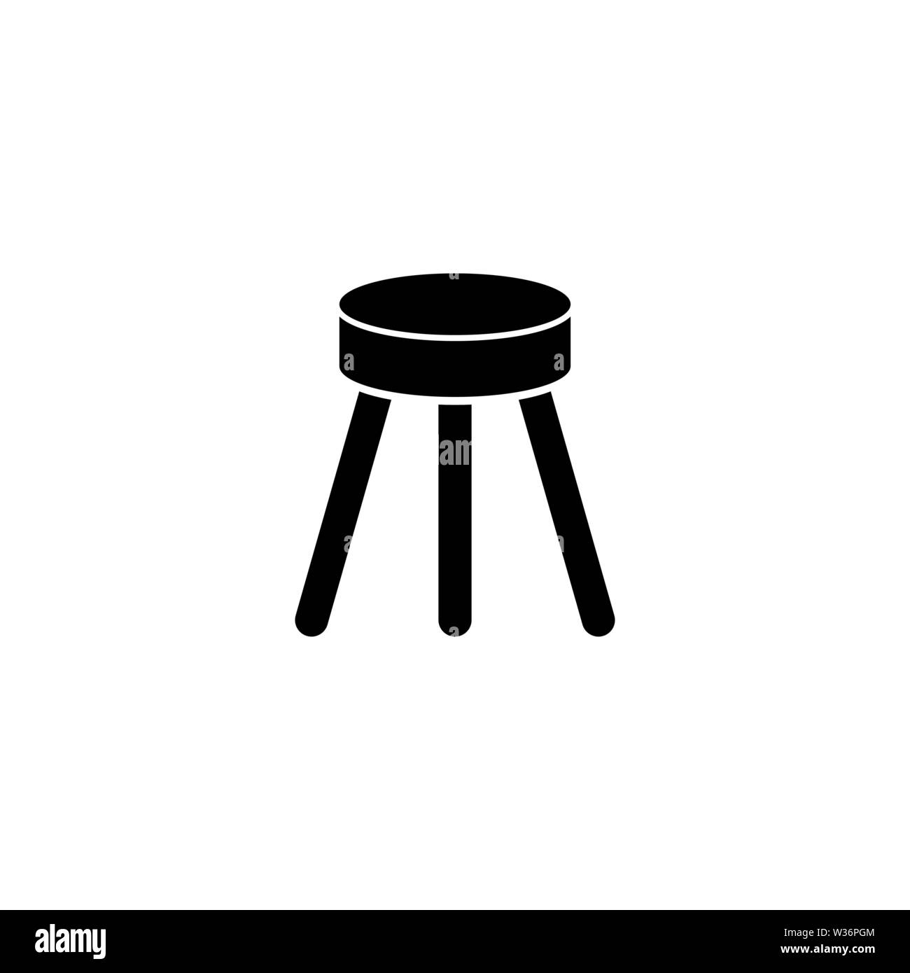 Stool. Flat Vector Icon. Simple black symbol on white background Stock ...