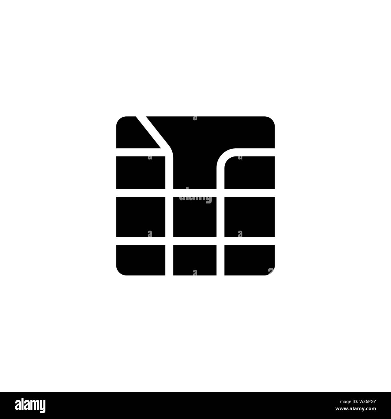 SIM Card Chip. Flat Vector Icon. Simple black symbol on white ...