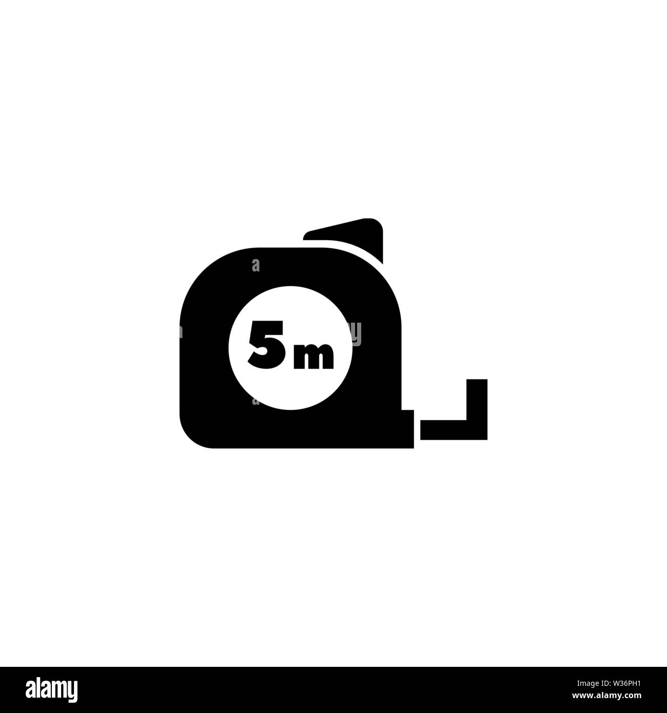 Construction Tape Measure. Flat Vector Icon. Simple black symbol on ...