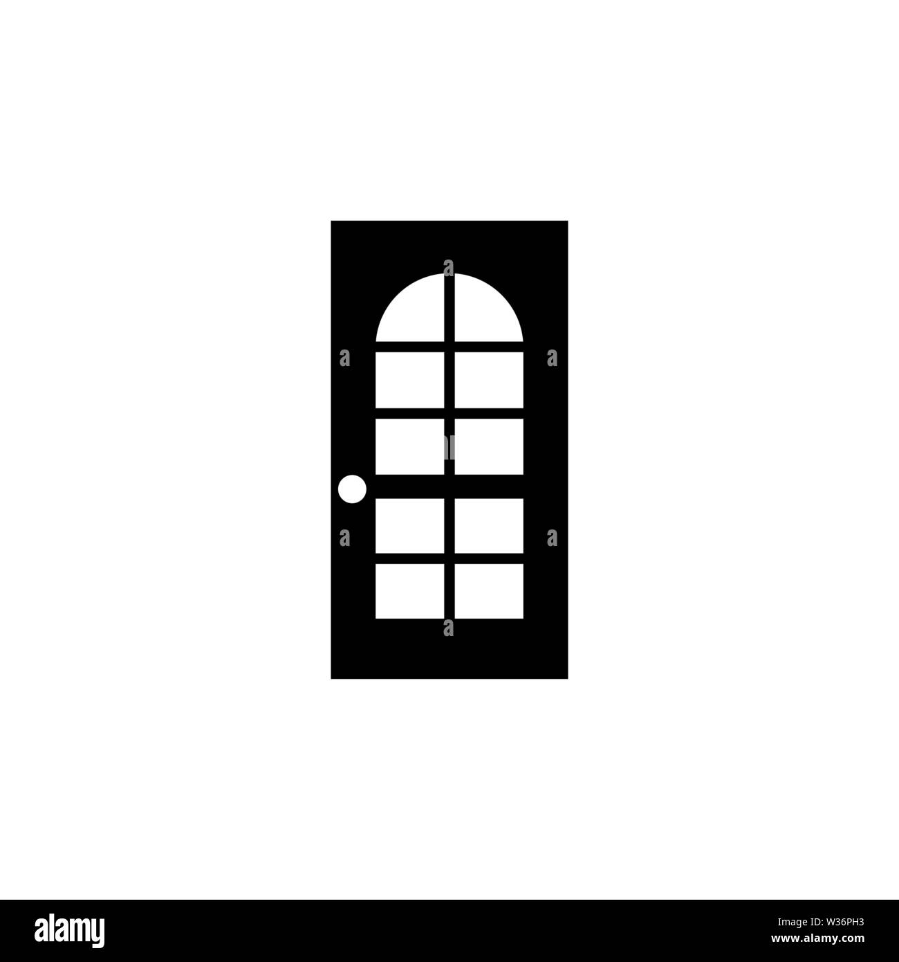 Door With Glass Flat Vector Icon Simple Black Symbol On White Background Stock Vector Image