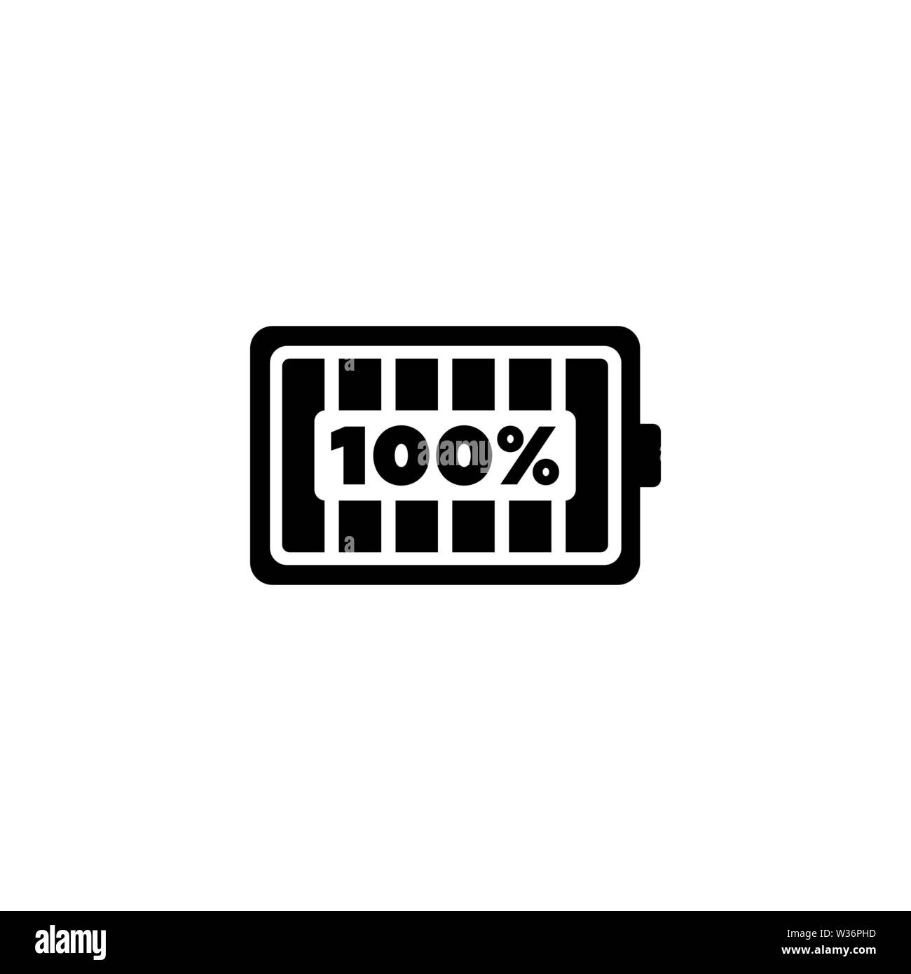 Battery Status Full. Flat Vector Icon. Simple black symbol on white ...