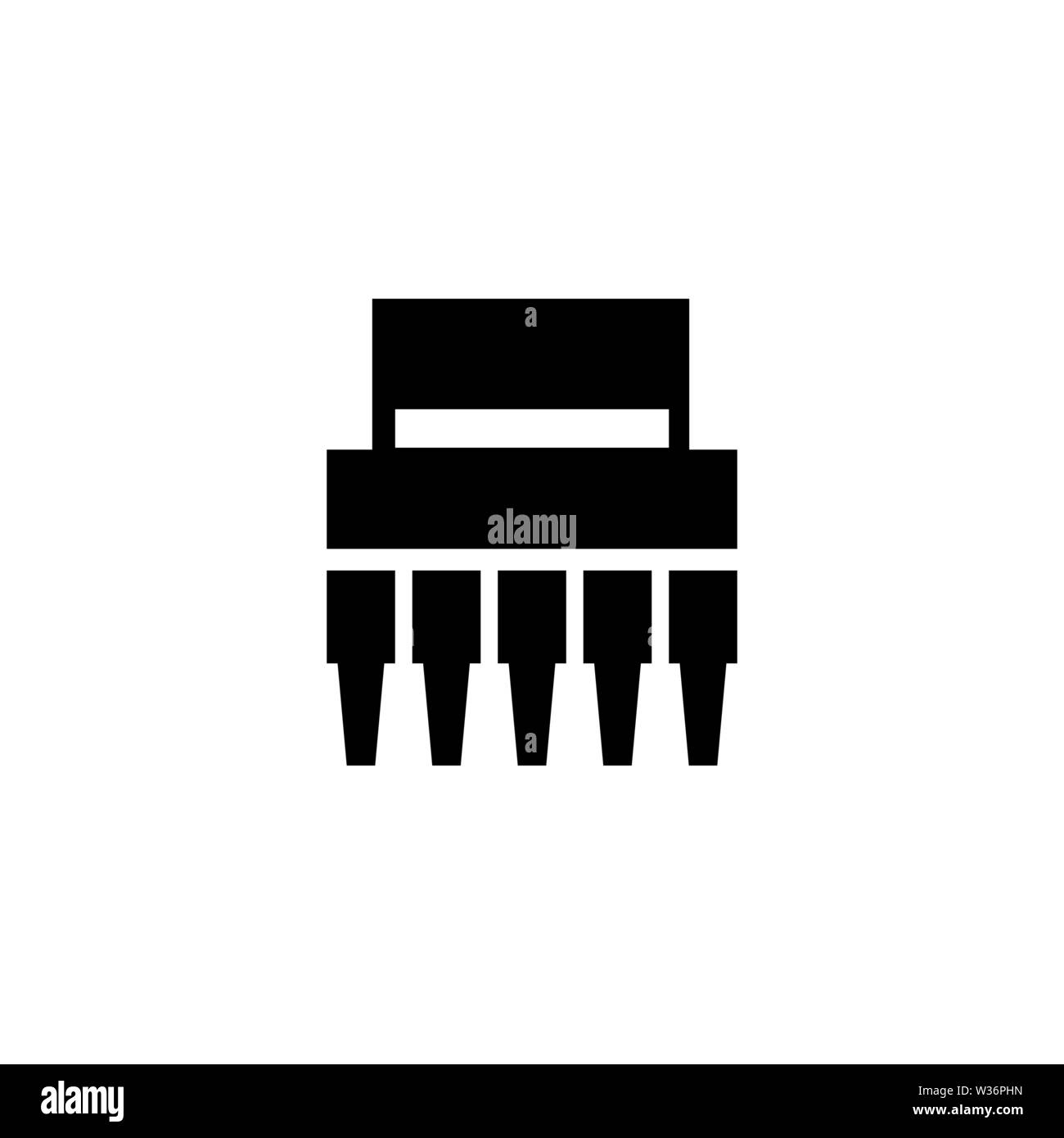 Electronic Chip. Flat Vector Icon. Simple black symbol on white ...