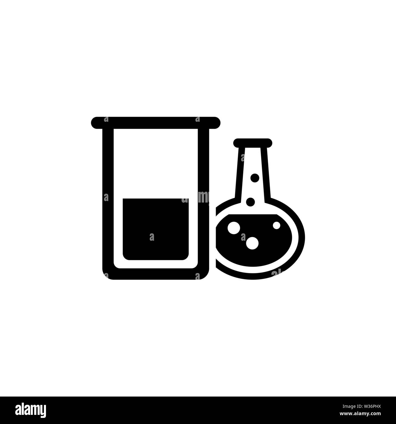 Chemical Laboratory Test Tube. Flat Vector Icon. Simple black symbol on ...