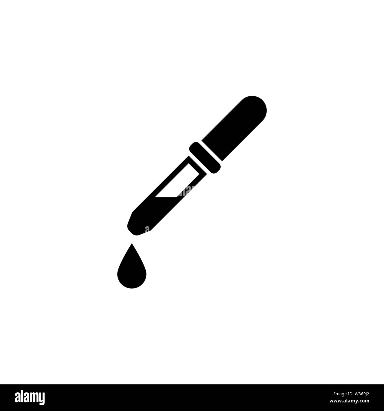 Dropper Pipette. Flat Vector Icon. Simple black symbol on white ...
