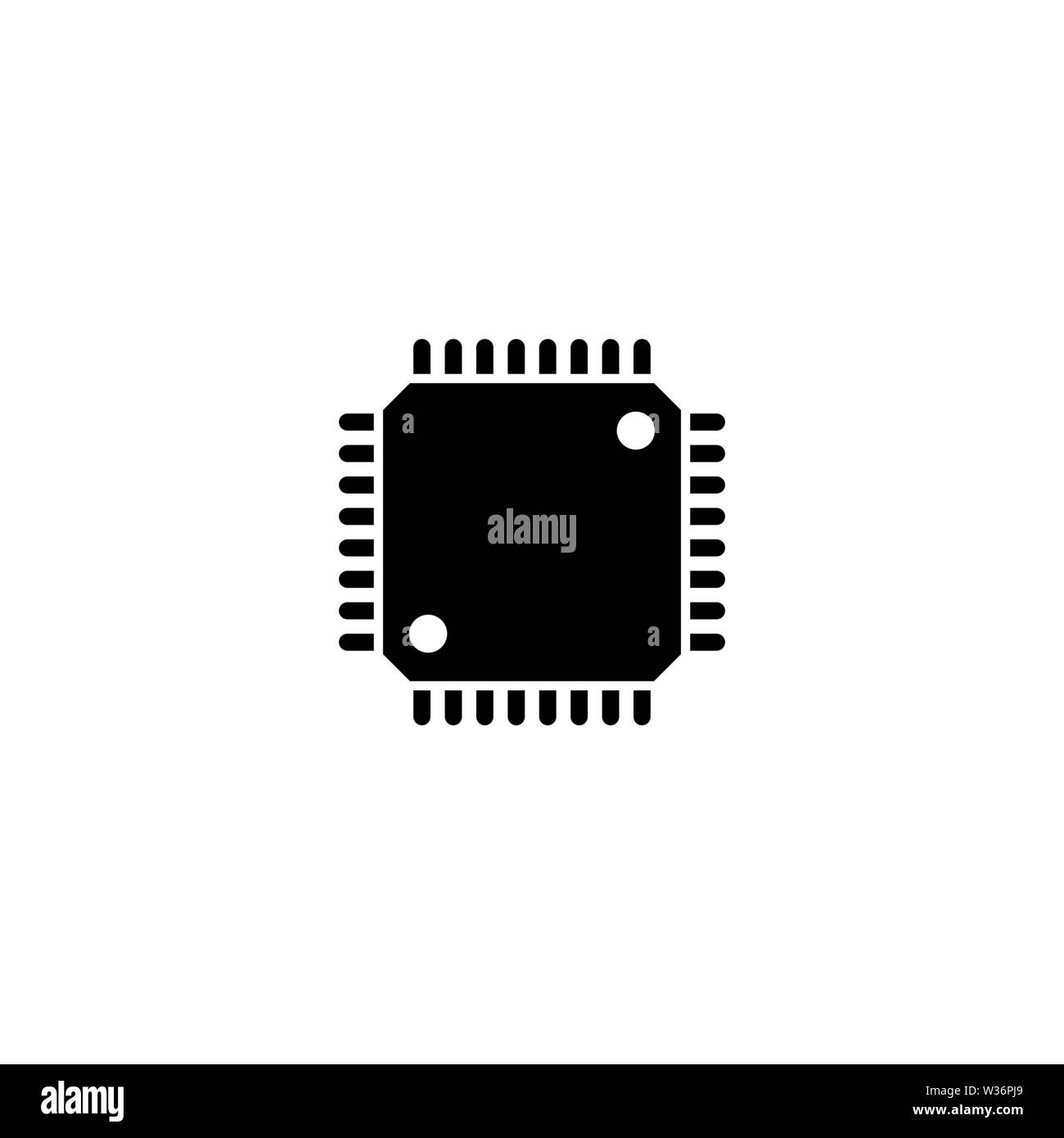 CPU. Flat Vector Icon. Simple black symbol on white background Stock ...