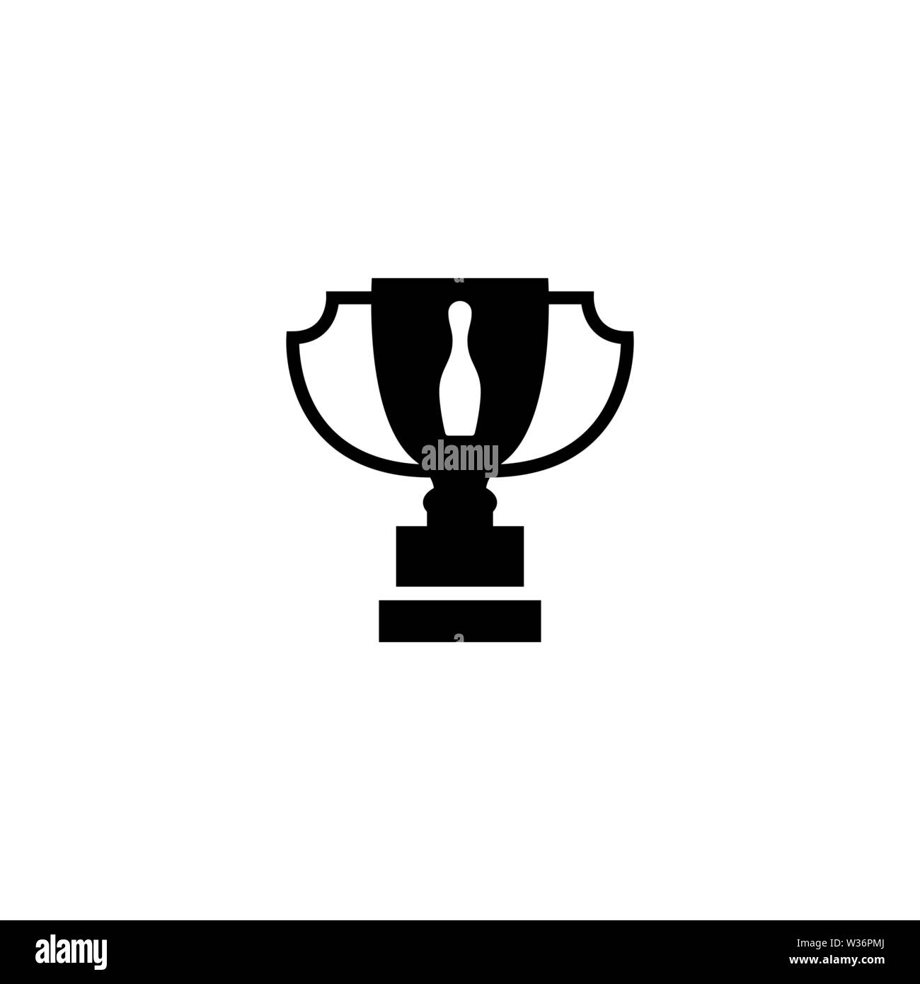 Bowling Tournament Winner Cup. Flat Vector Icon. Simple black symbol on ...