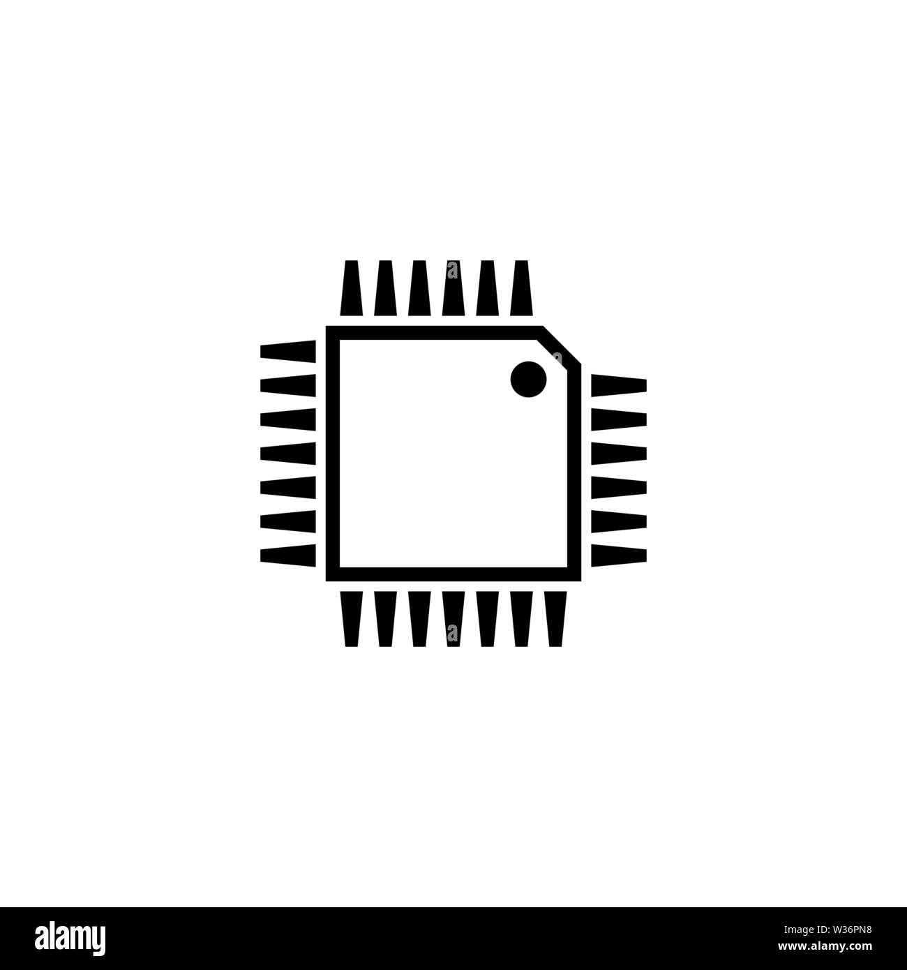 Hardware Processor Chip. CPU. Flat Vector Icon. Simple black symbol on ...