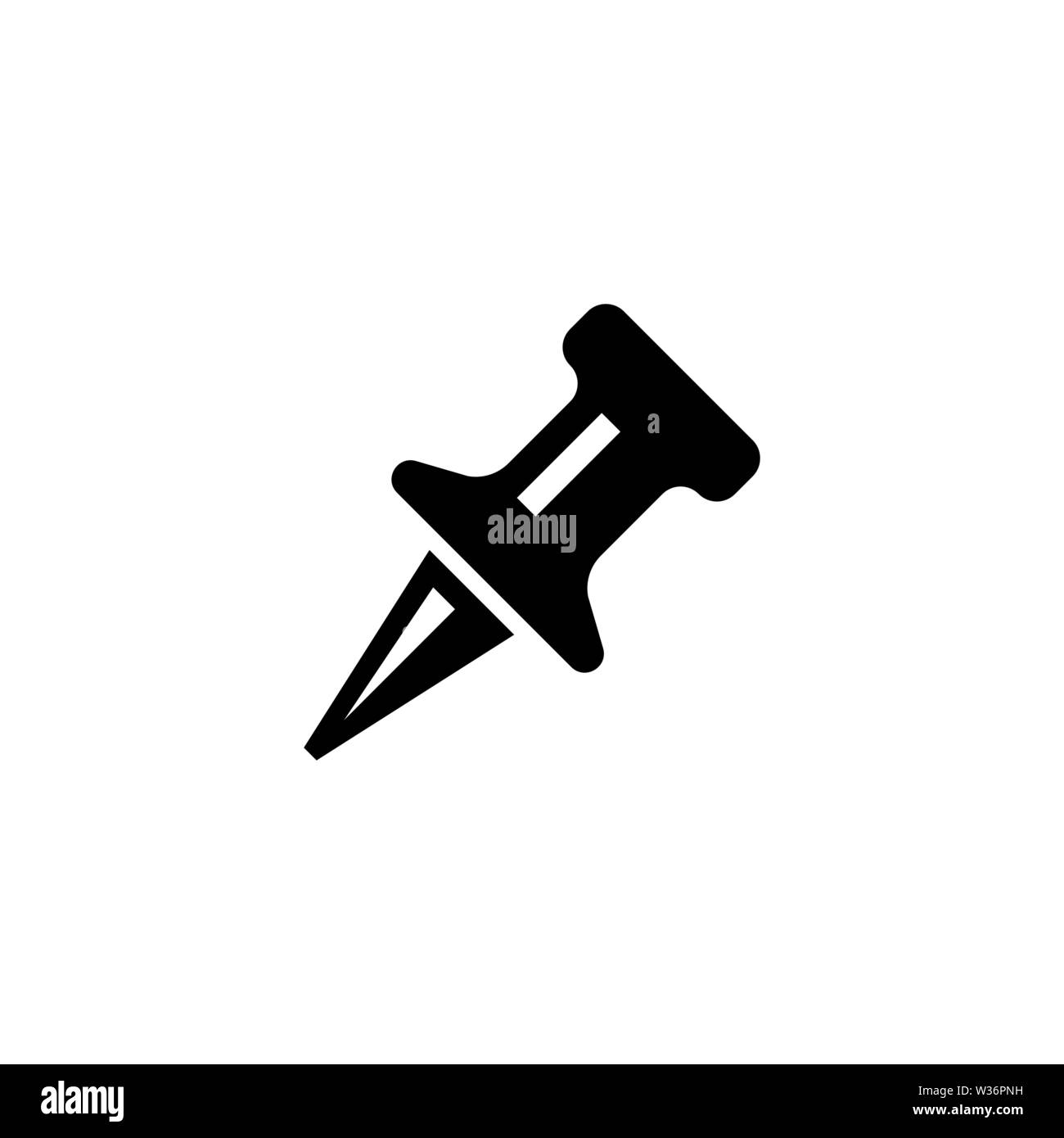 Push Pin. Flat Vector Icon. Simple black symbol on white background ...