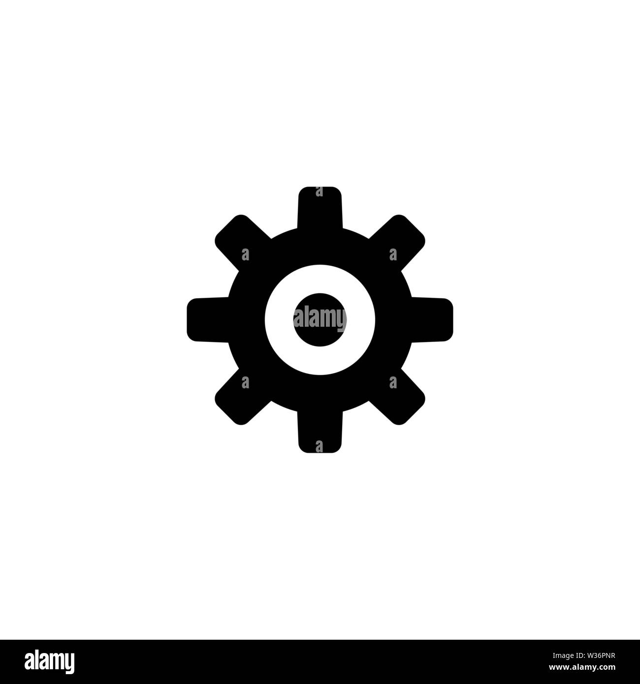 Cog Settings. Flat Vector Icon. Simple black symbol on white background ...