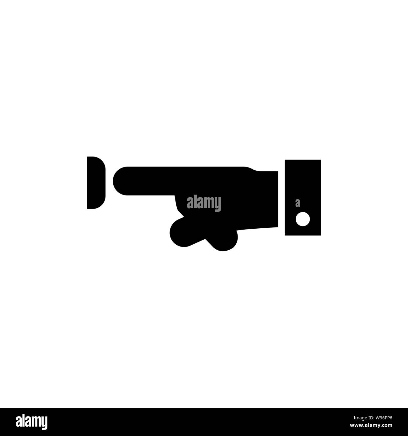 Hand Pressing Button. Flat Vector Icon. Simple black symbol on white ...