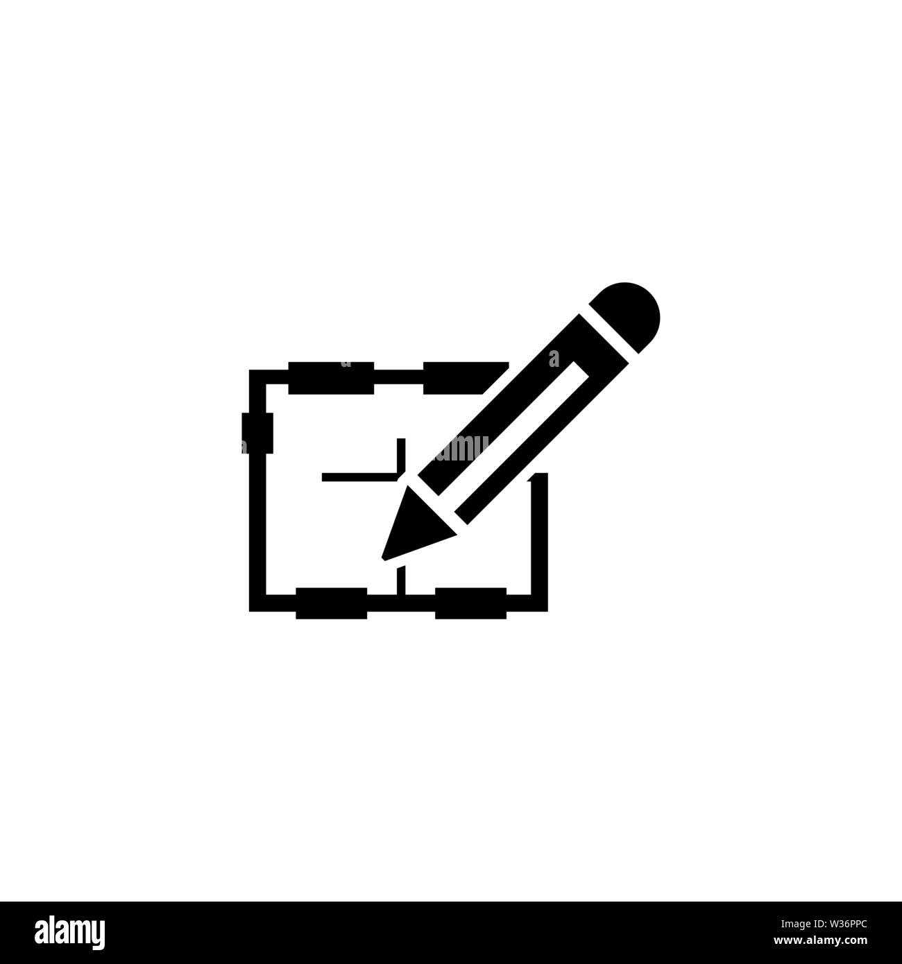 Project Design Apartment. Flat Vector Icon. Simple black symbol on ...