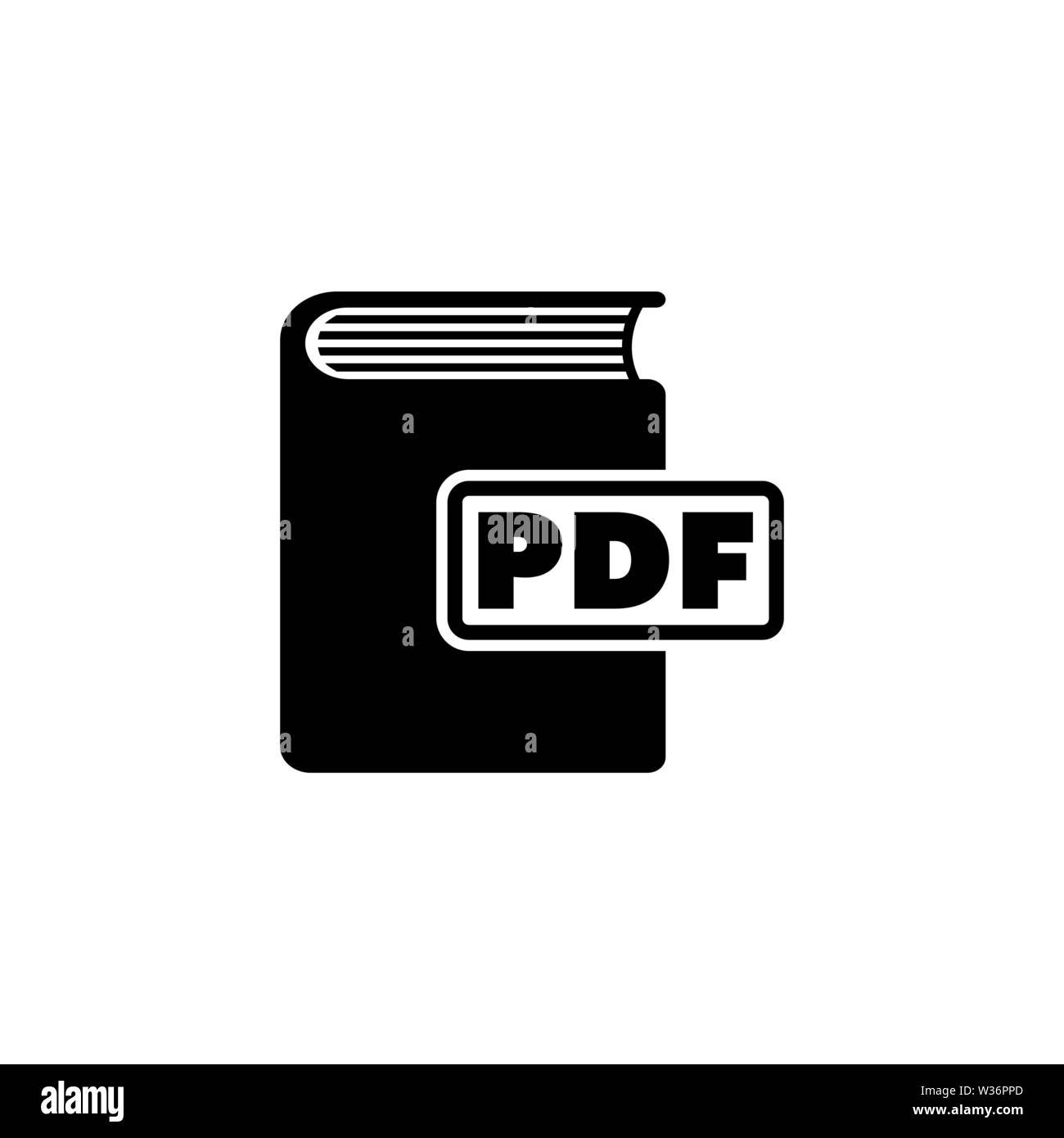 Ebook. PDF Book. Flat Vector Icon. Simple black symbol on white ...