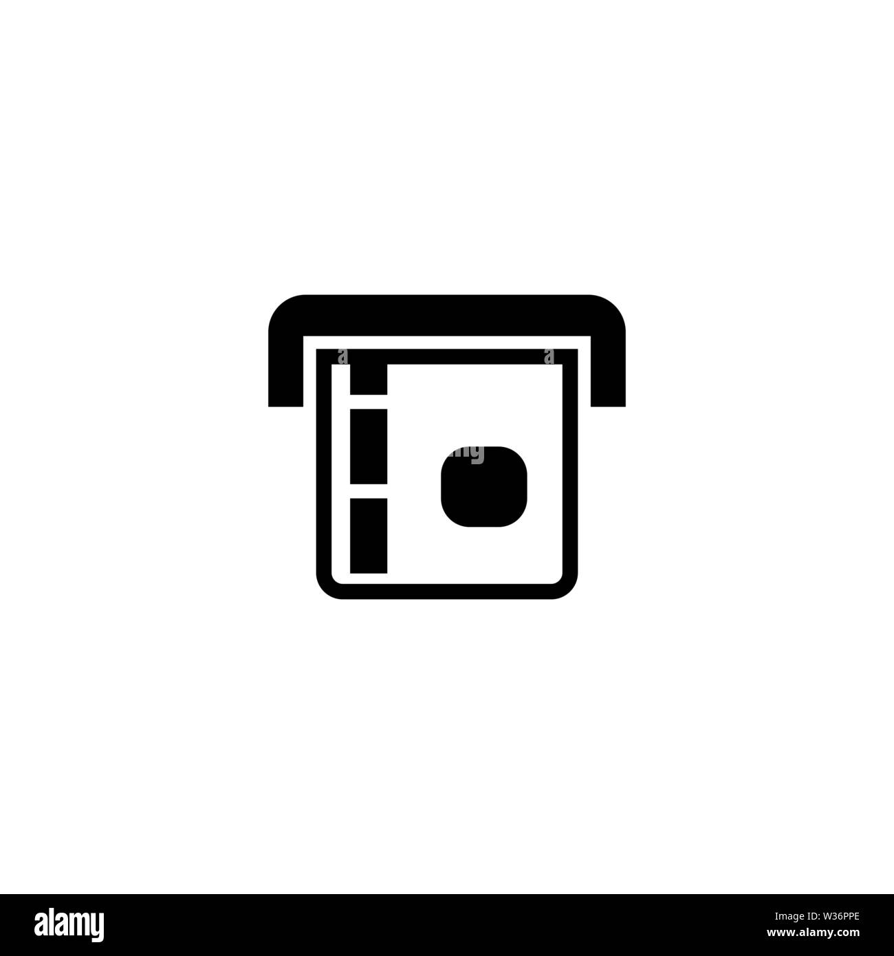 Atm Card Slot. Flat Vector Icon. Simple black symbol on white ...