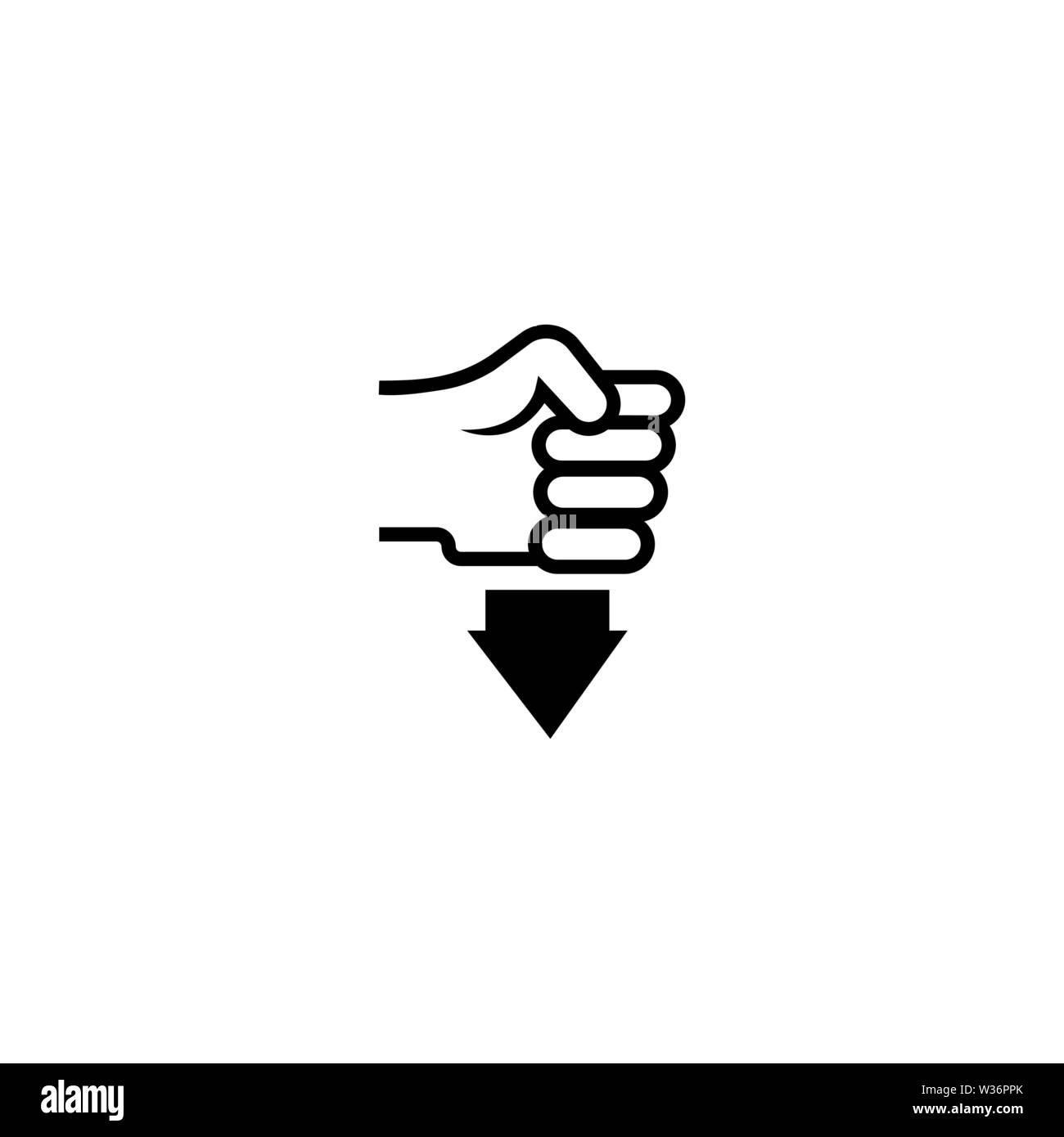 Hand in Fist Pressing Down. Flat Vector Icon. Simple black symbol on ...