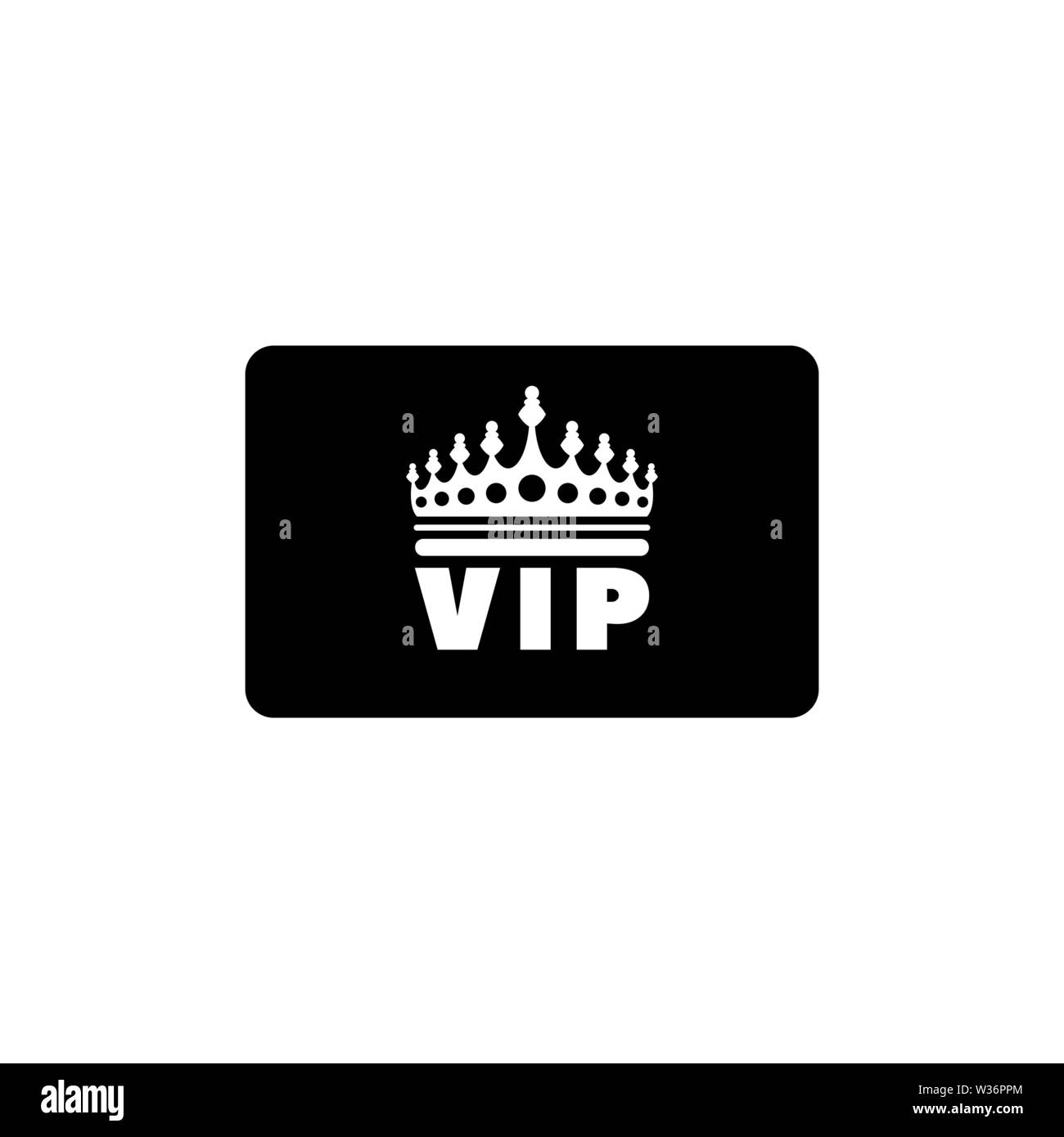 VIP Credit Card. Flat Vector Icon. Simple black symbol on white ...